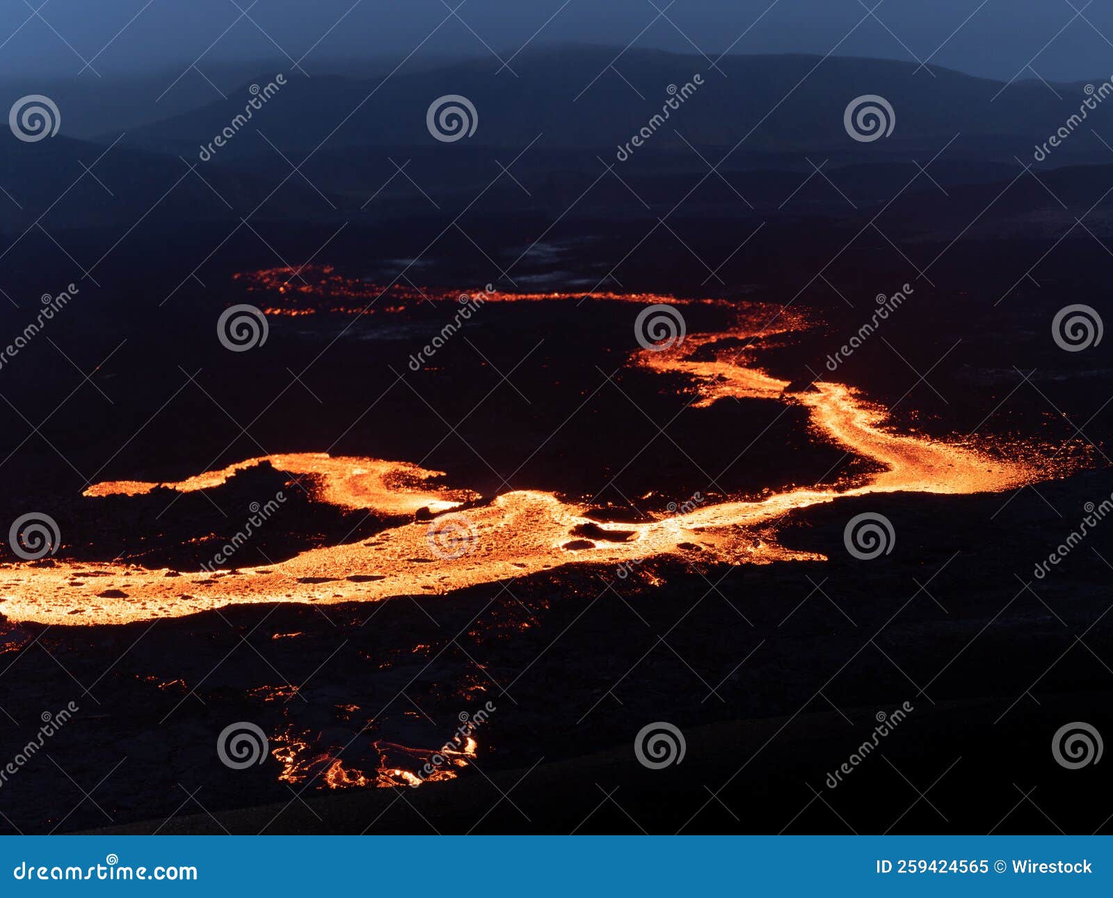 Aerial View of the Eruption of a Volcano in Iceland Stock Image - Image ...