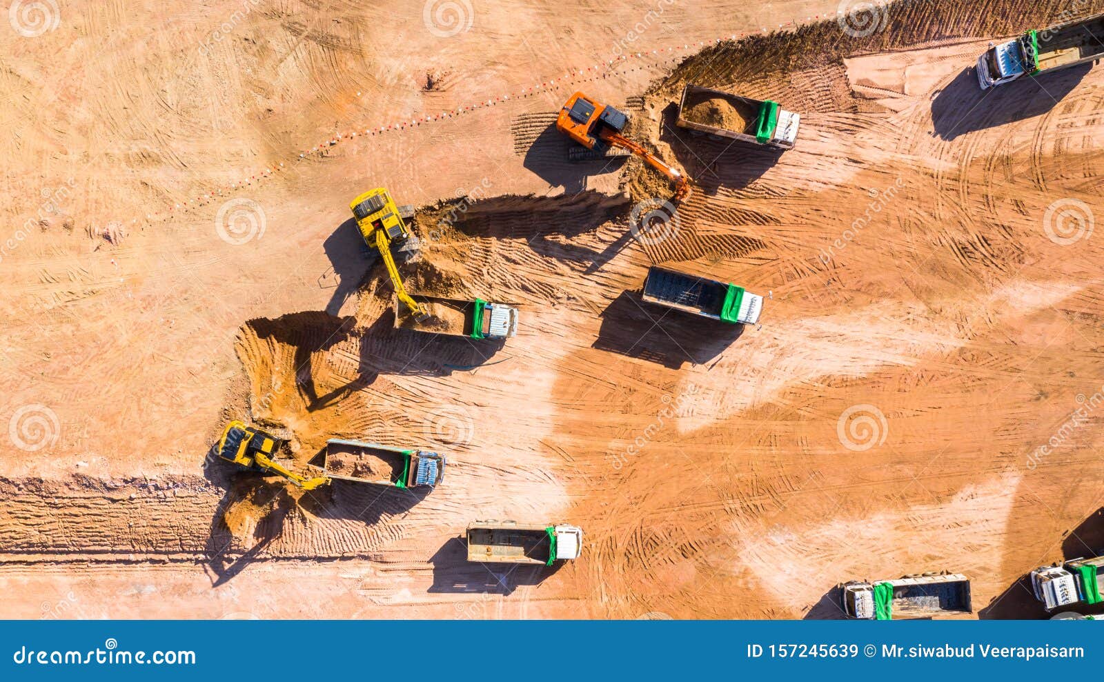 Aerial View Excavator Working on a Construction Site Stock Image ...