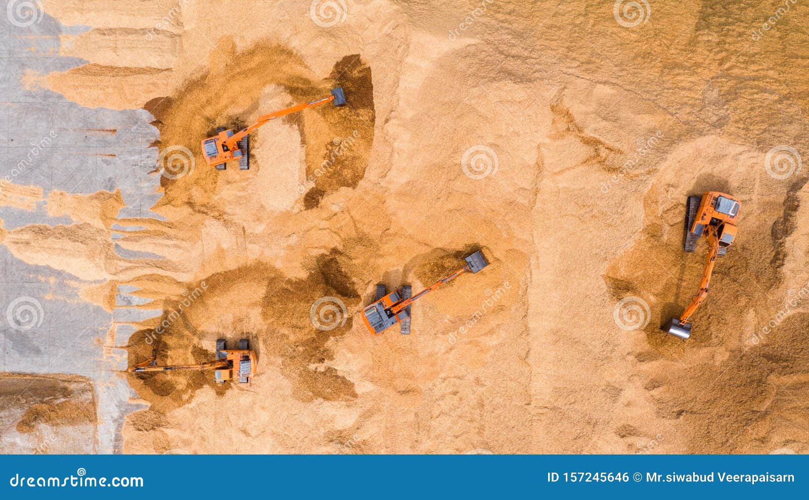 Aerial View Excavator Working on a Construction Site Stock Photo ...