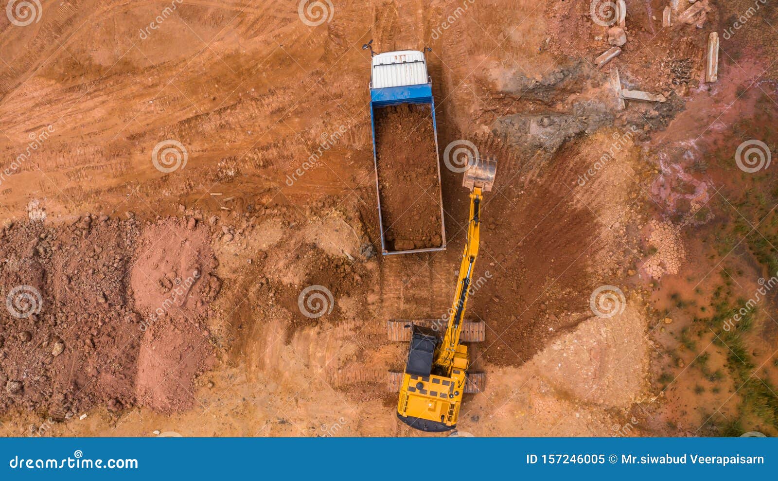 Aerial View Excavator Working on a Construction Site Stock Image ...