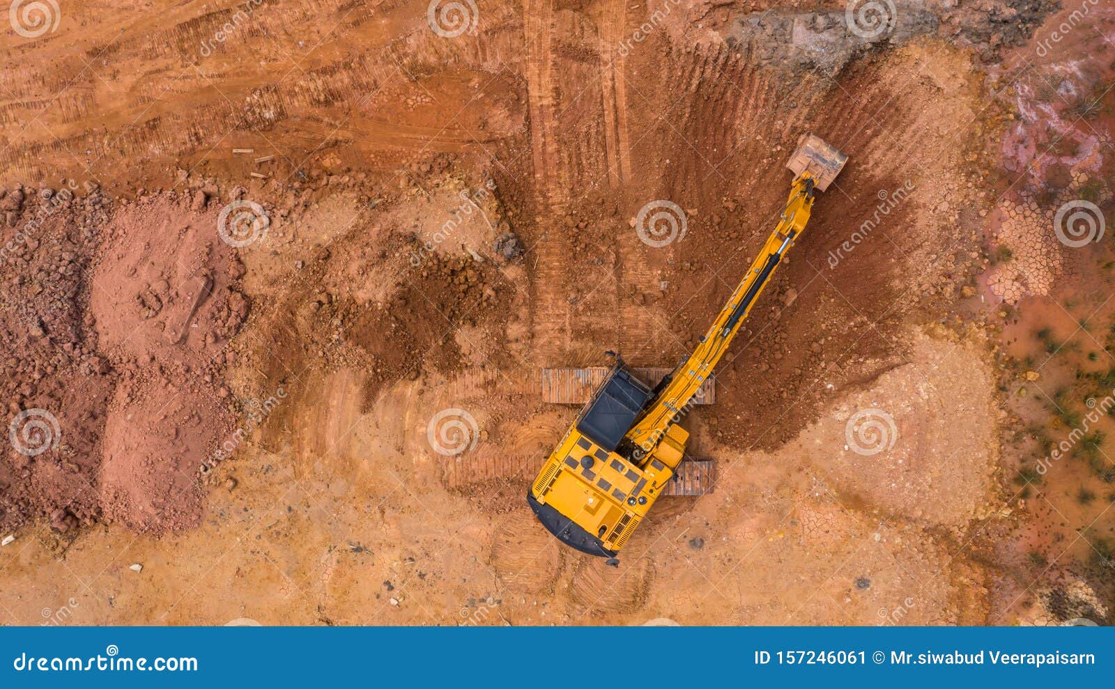 Aerial View Excavator Working on a Construction Site Stock Image ...