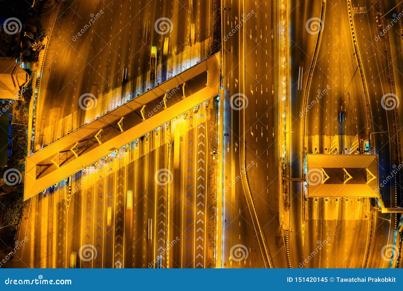 Aerial View of Expressway Tollgate at Night Stock Image - Image of ...