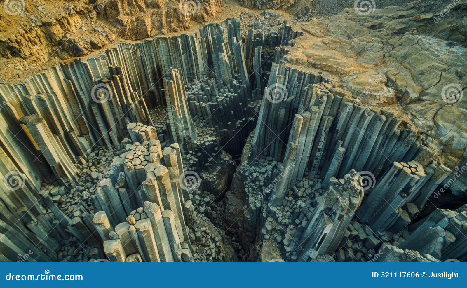 An Aerial View of an Extensive Area Covered in Columnar Basalt ...