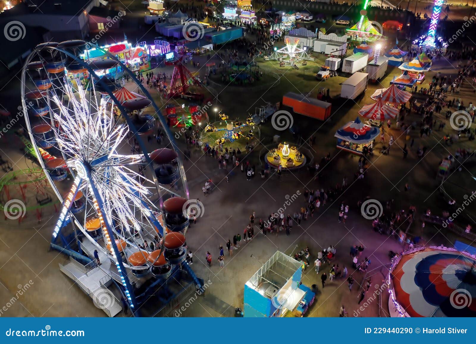 Aerial View of a Fair at Night Stock Photo - Image of attraction, night ...