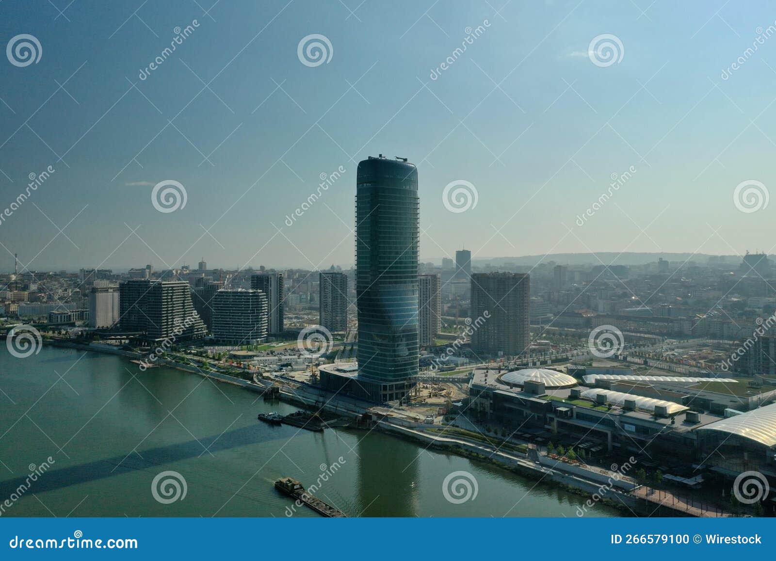 Aerial View of the Famous Belgrade Tower Skyscraper Against a Blue Sky ...