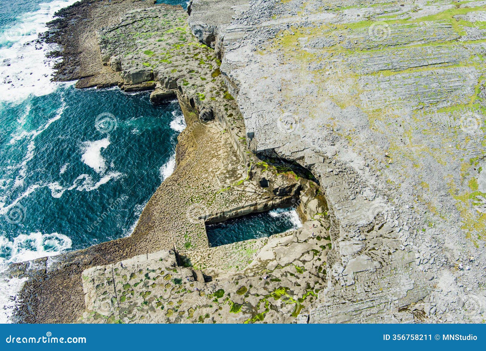 Aerial View of Famous Poll Na BPeist or the Wormhole. Natural ...