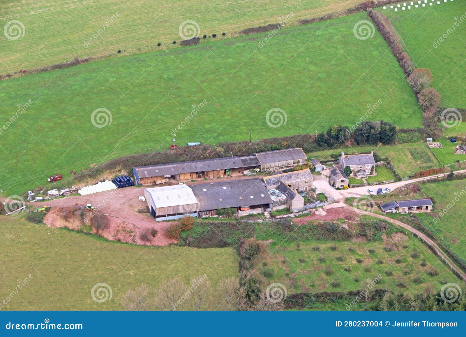 Aerial View of a Farm in Devon Stock Photo - Image of grass ...
