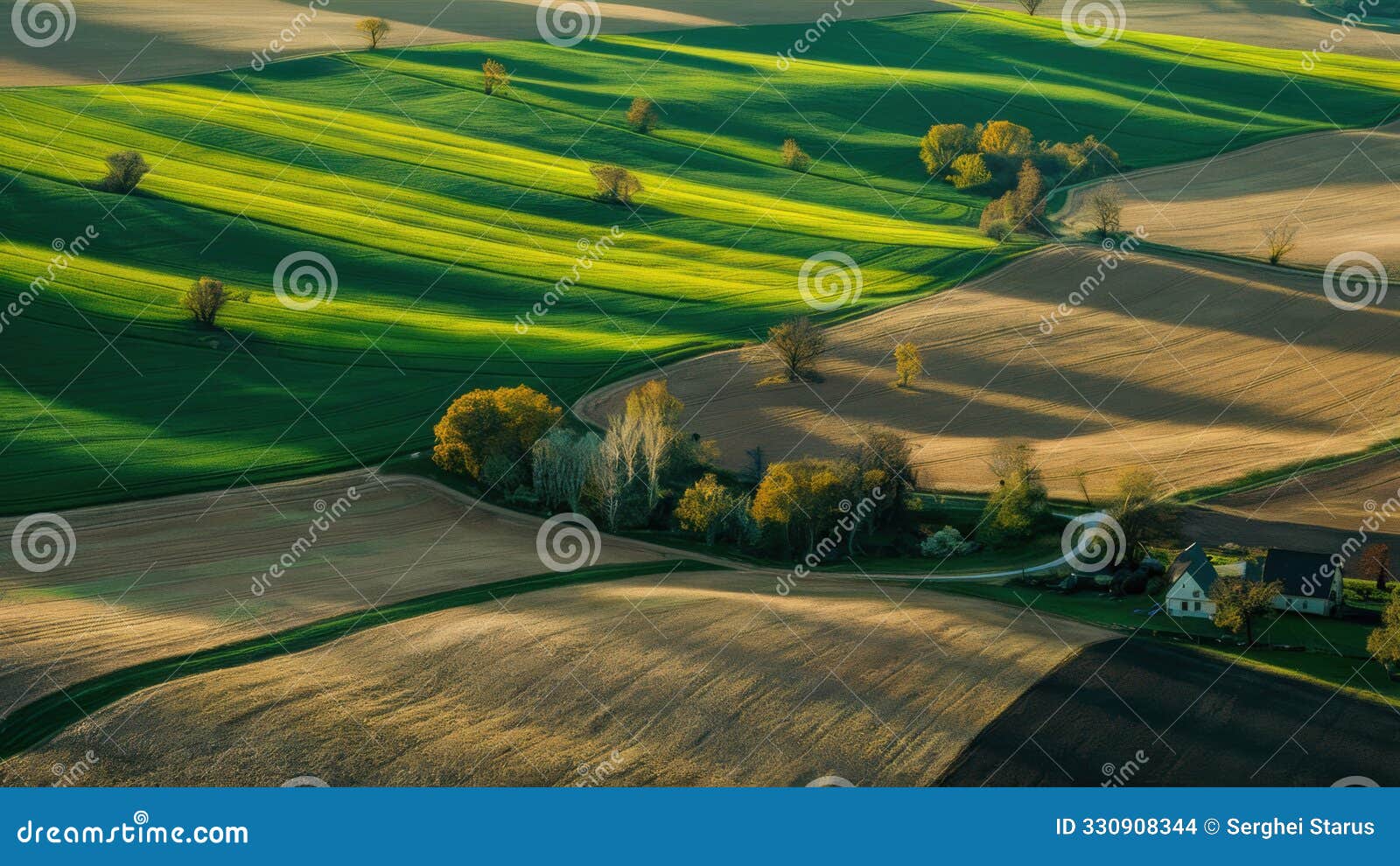 An Aerial View of a Farm Field with Trees and Grass, AI Stock Photo ...