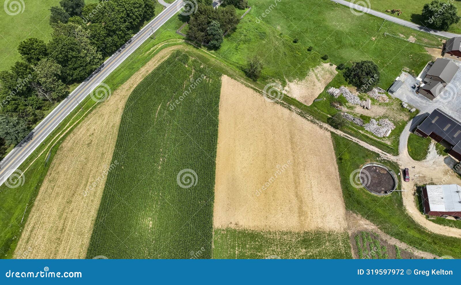 Aerial View of a Farm with Green Fields and Crops Stock Photo - Image ...