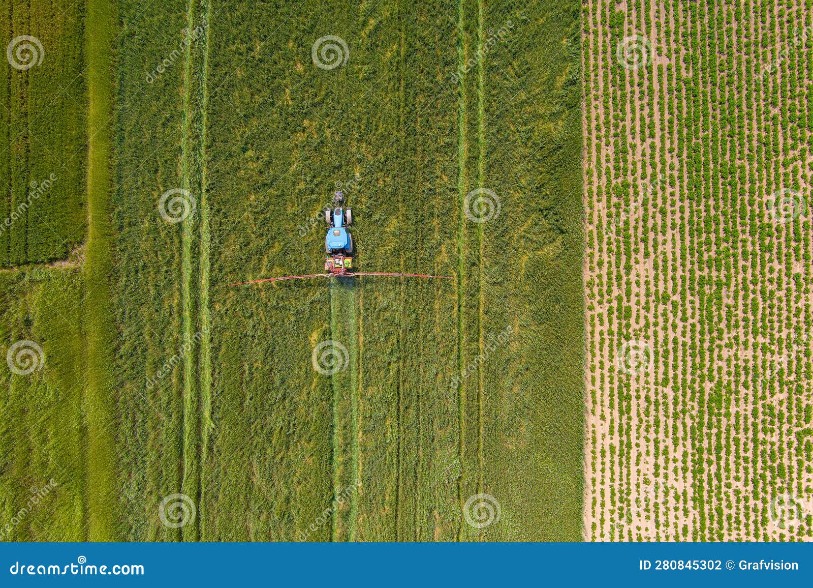 Aerial View of Farming Tractor Stock Photo - Image of material, plant ...