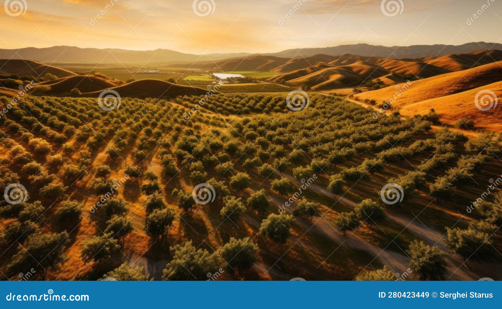 An Aerial View of a Field of Olive Trees. Generative AI Image. Stock ...