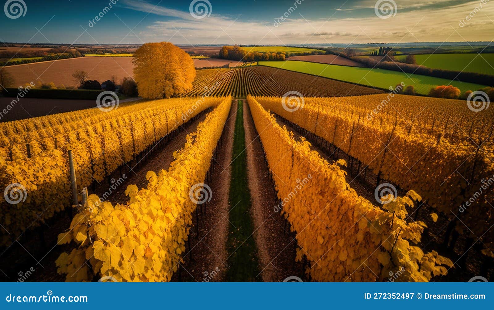 An Aerial View of a Field with a Row of Trees Stock Illustration ...
