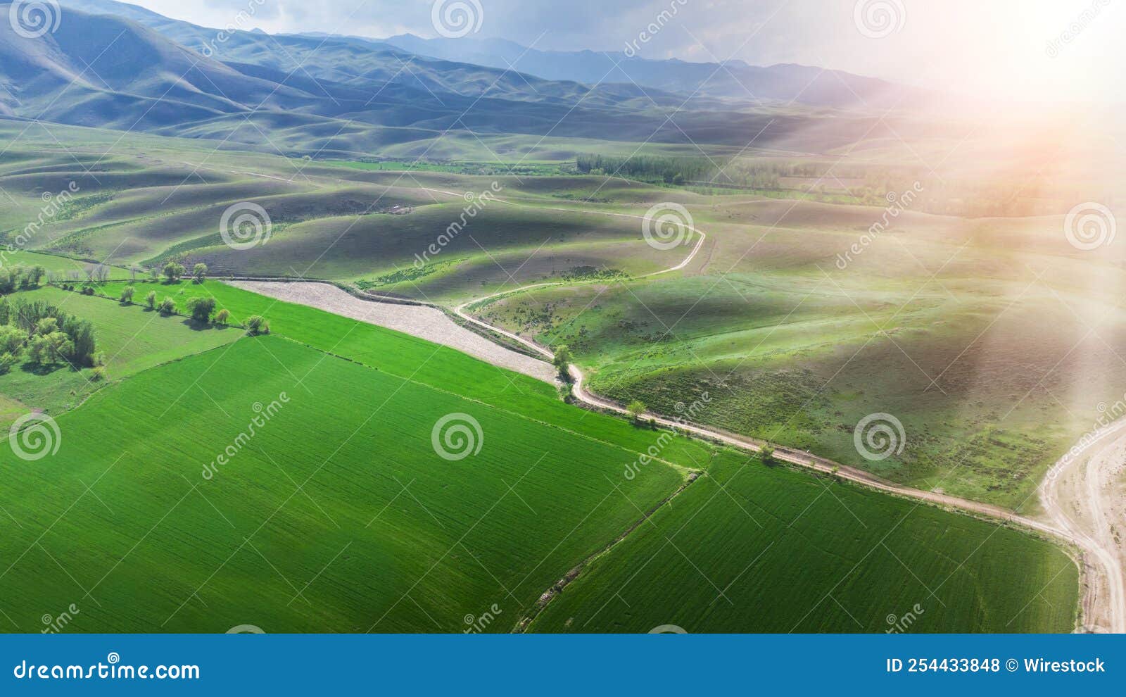 Aerial View of the Fields and Cloudy Sky Stock Photo - Image of outdoor ...
