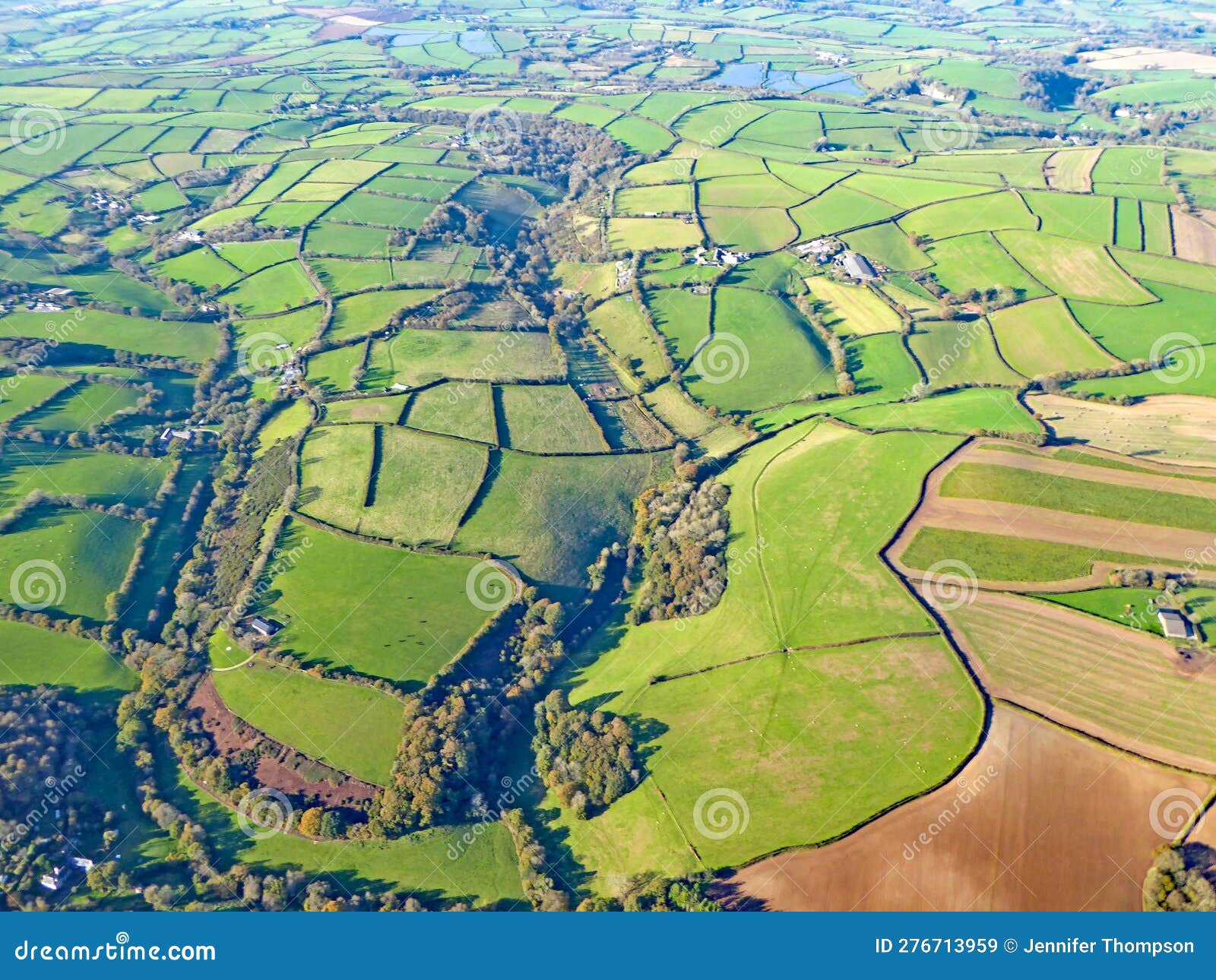 Aerial View of Fields in Devon Stock Image - Image of land, aerial ...