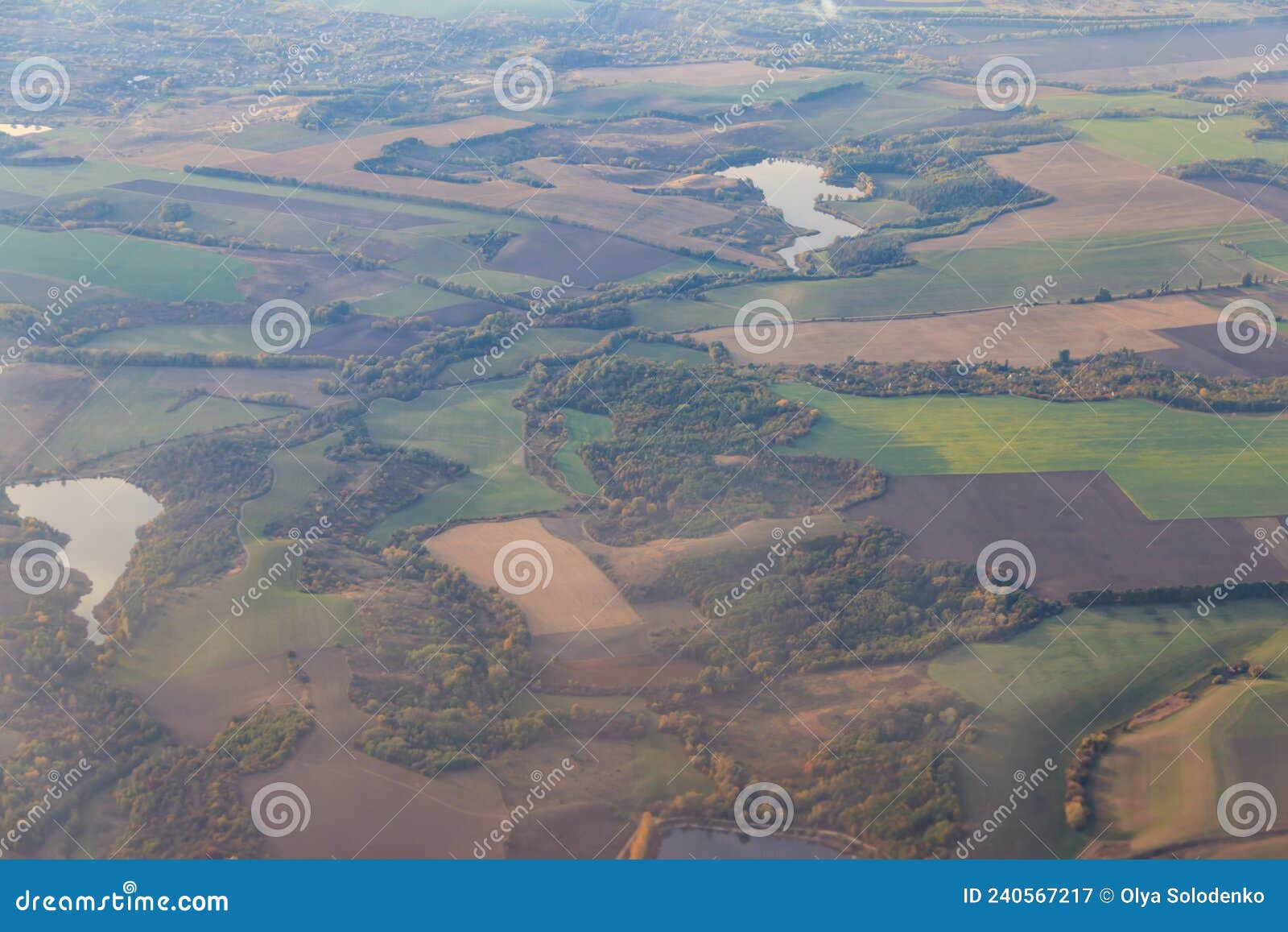 Aerial View of Fields and River Stock Image - Image of high, panorama ...