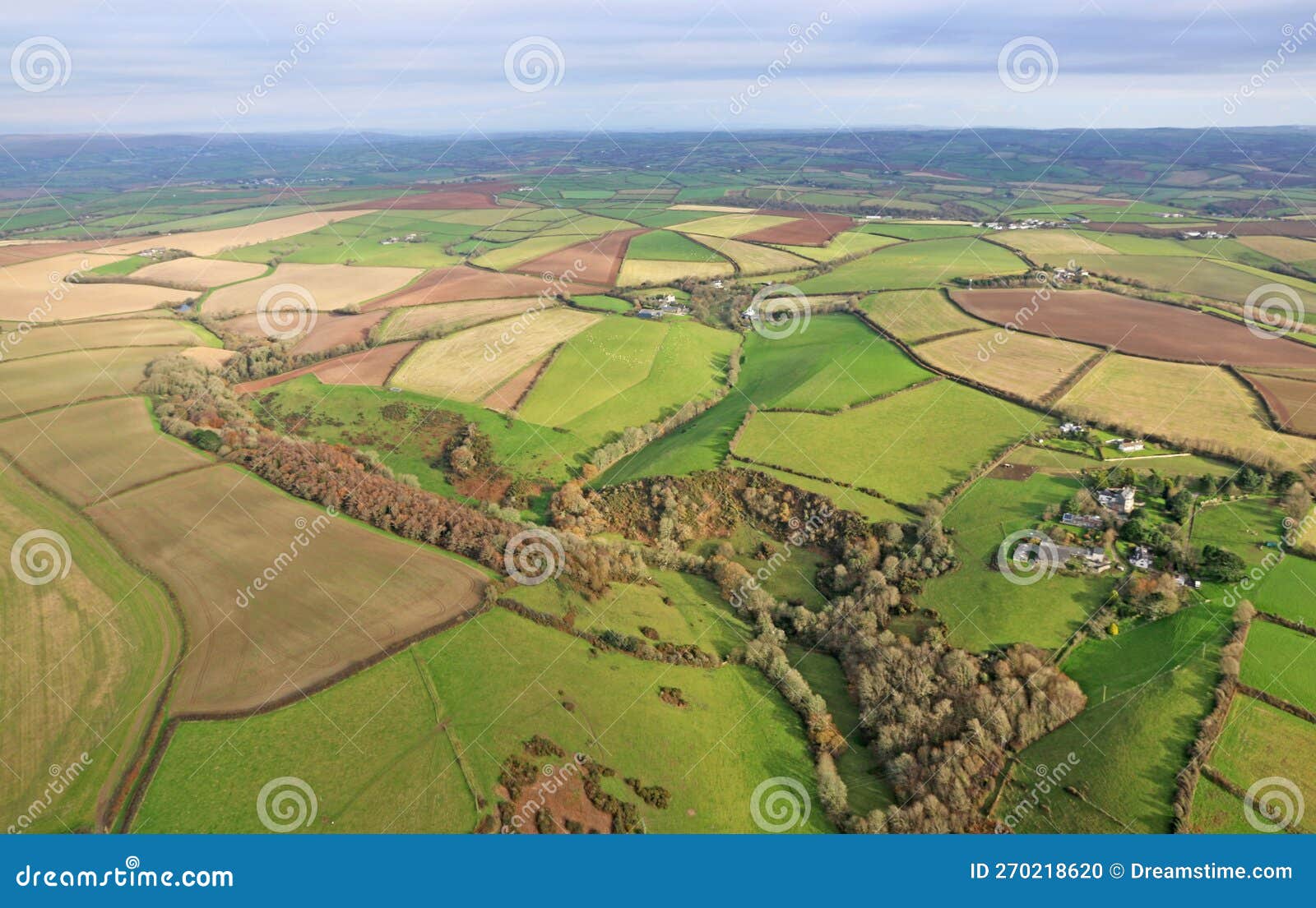 Aerial View of Fields and Villages in Devon Stock Photo - Image of ...