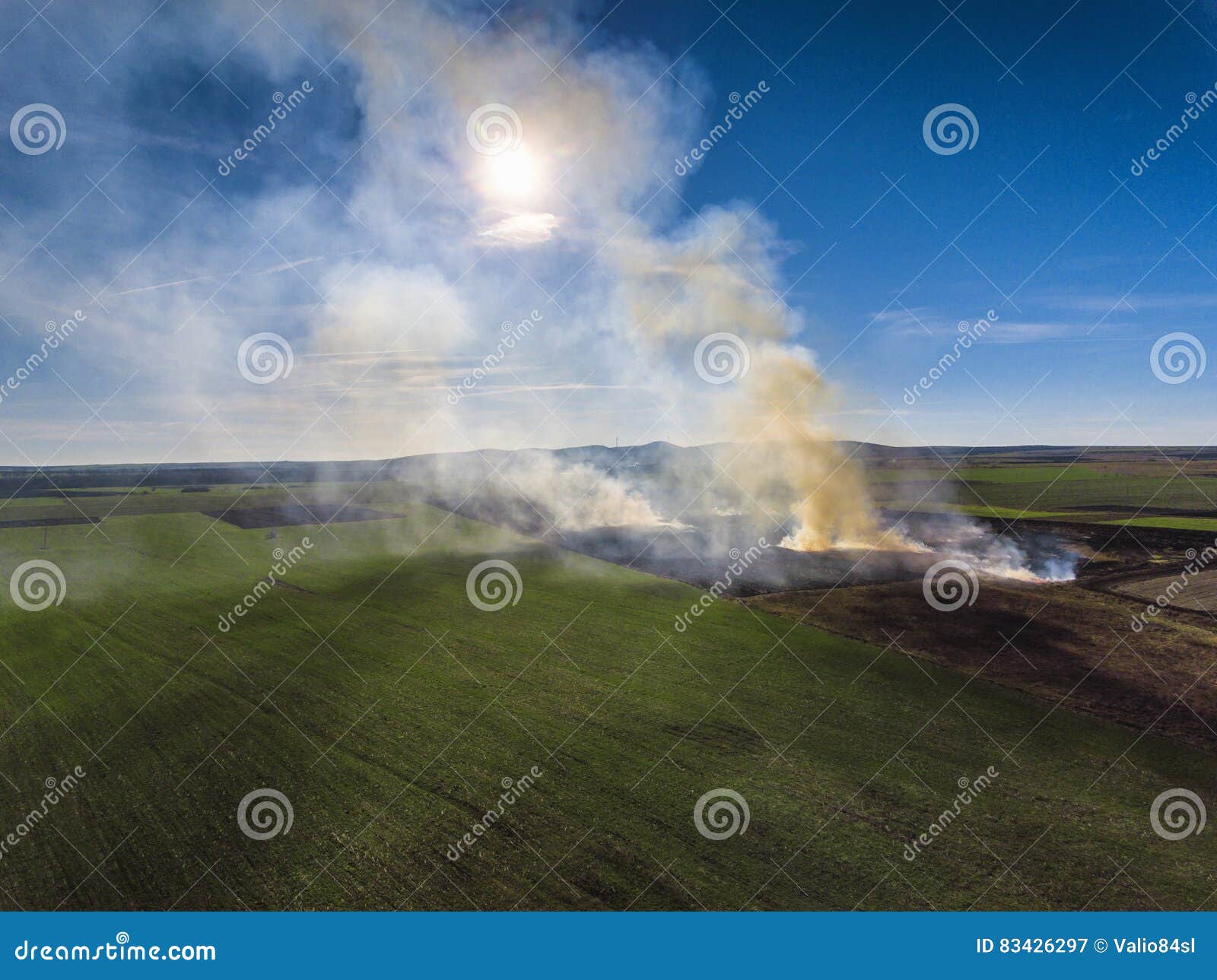 Aerial View of Fire on Autumn Field Stock Image - Image of autumn ...