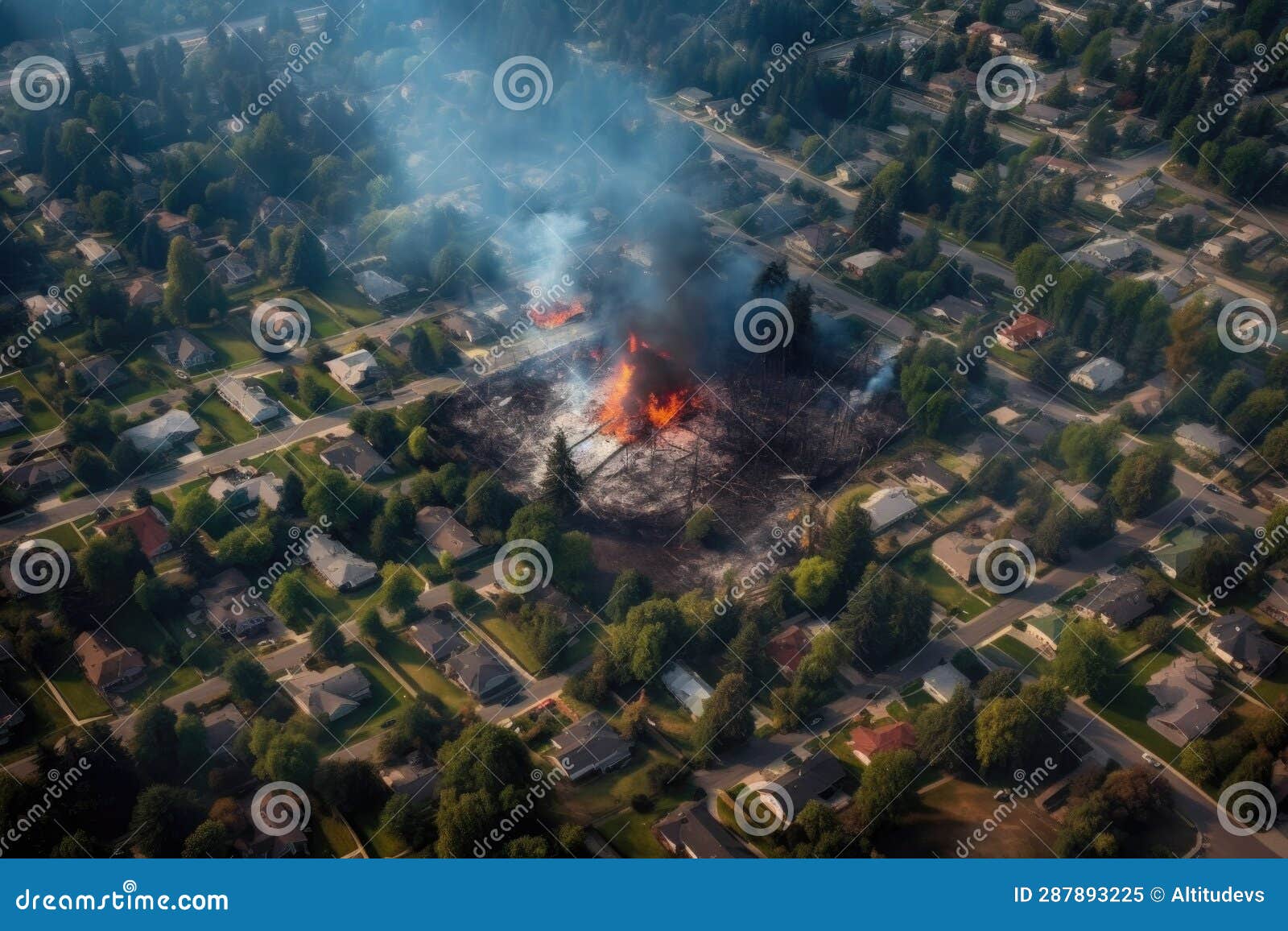 Aerial View of Fire Containment Efforts by Firefighters Stock Image ...