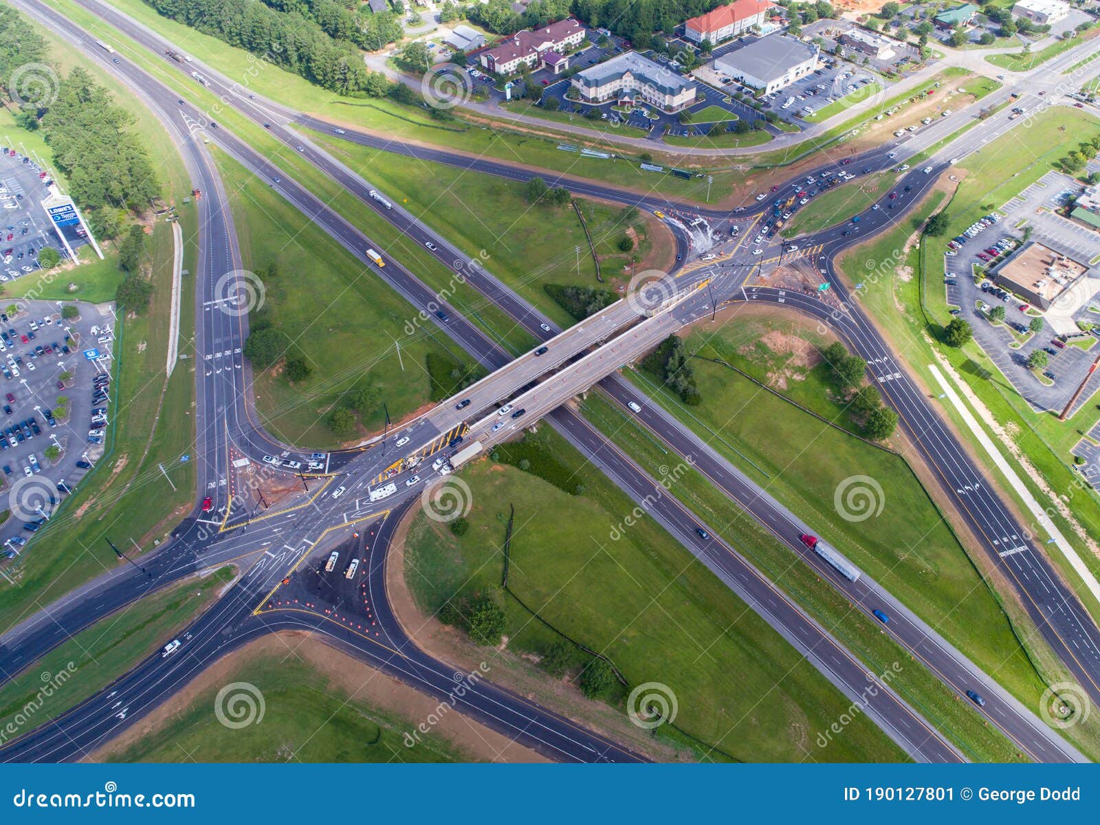 Aerial View of the First Diverging Diamond Interchange on the Alabama ...