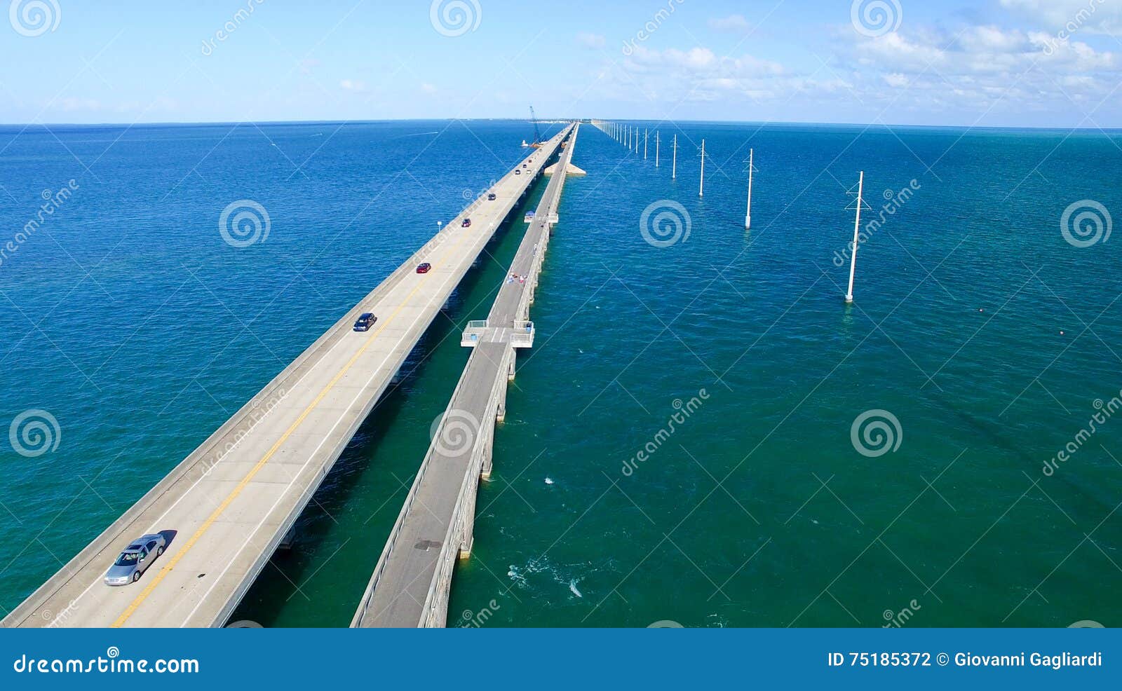 Aerial View of Florida Keys Bridge at Sunset Stock Photo - Image of ...
