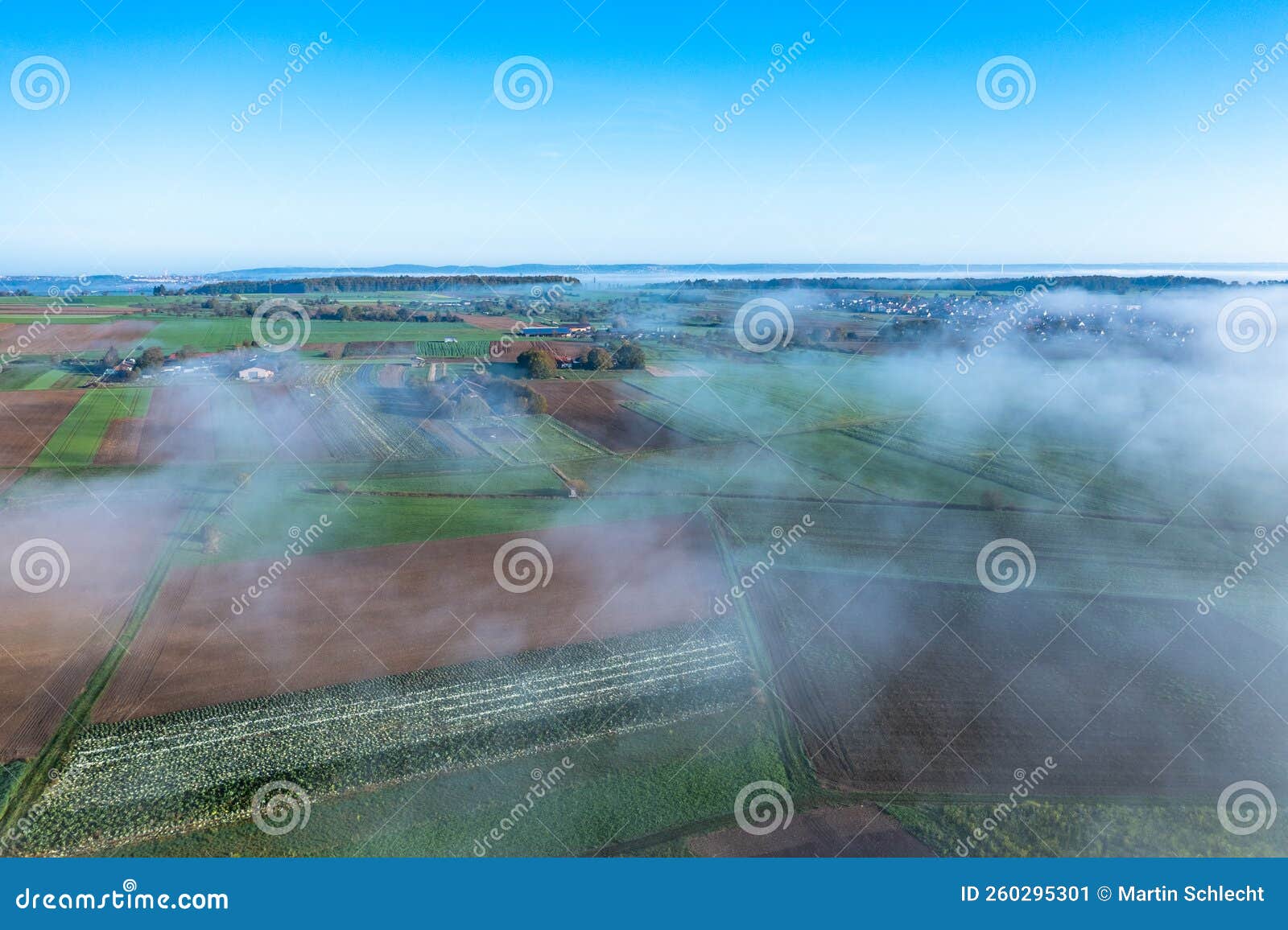Aerial View of Foggy Fields Stock Image - Image of misty, mist: 260295301