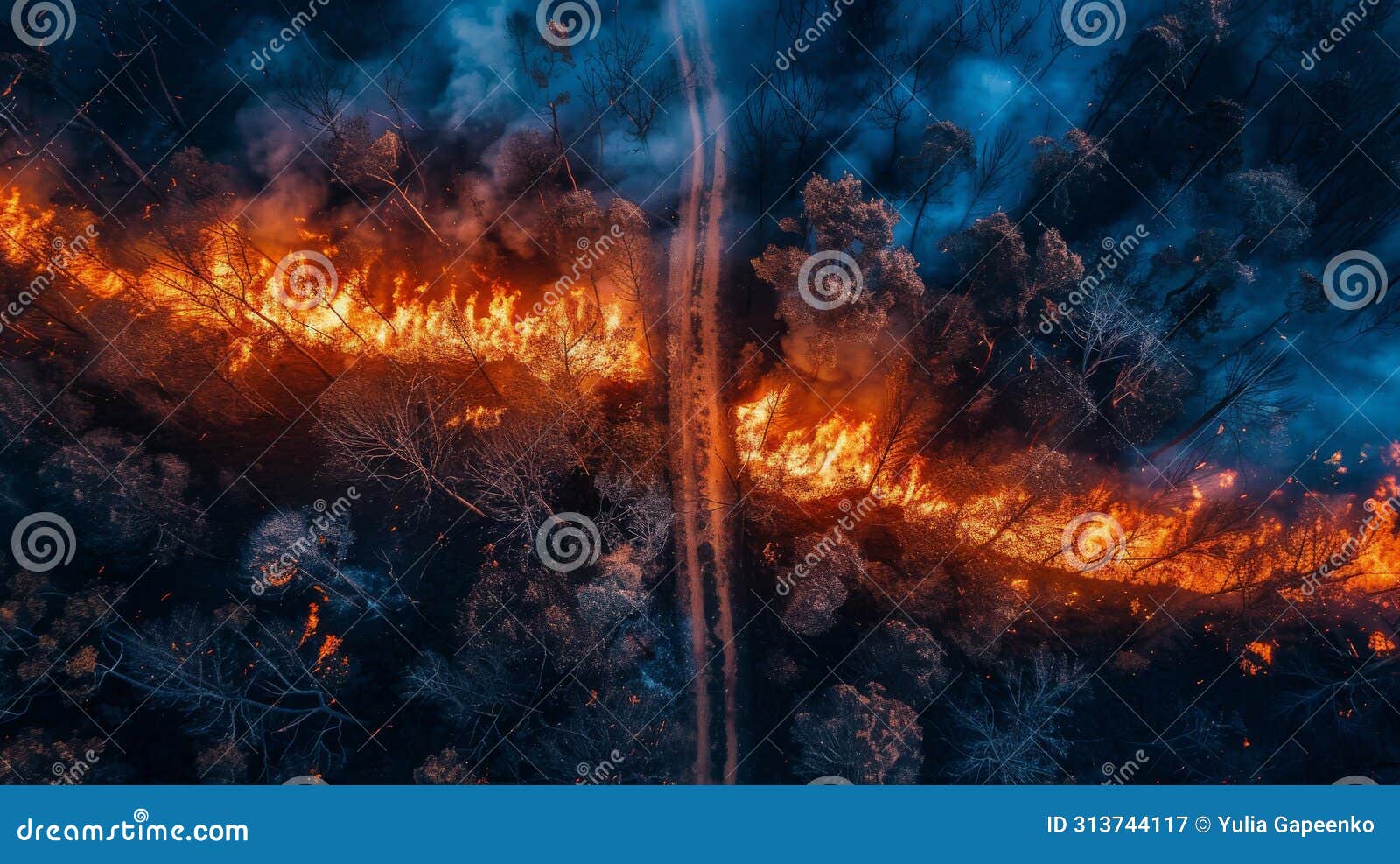 Aerial View of Forest Fire stock image. Image of response - 313744117