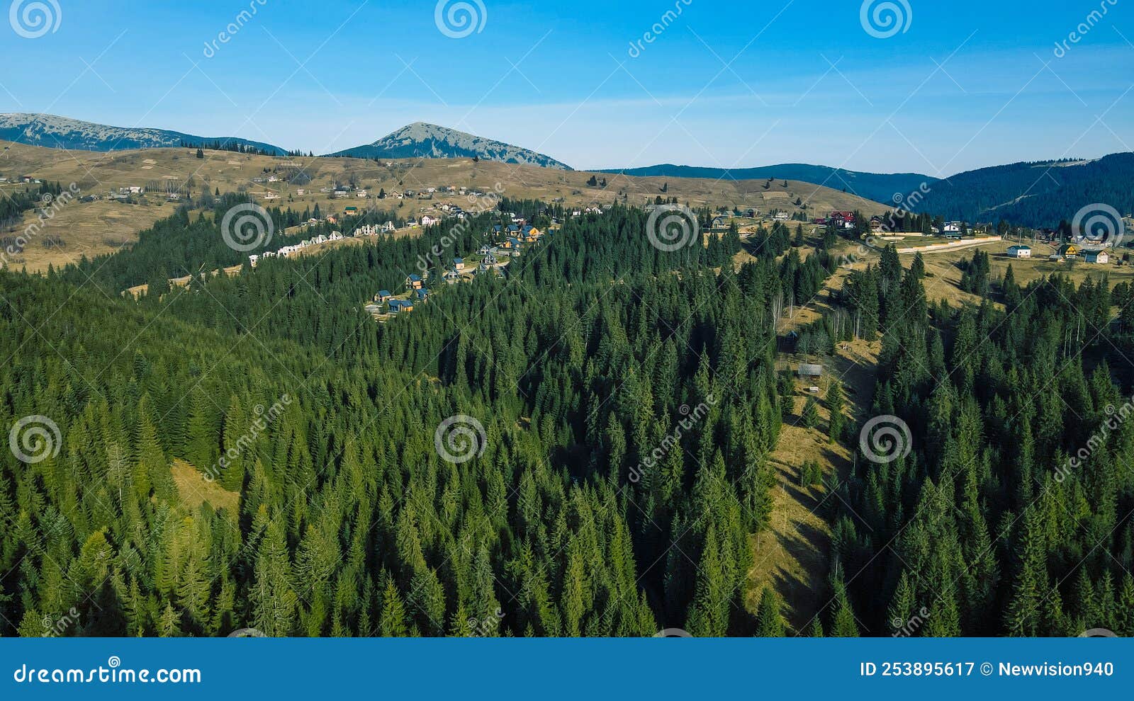 Aerial View of Forest Mountain Panorama Stock Image - Image of land ...