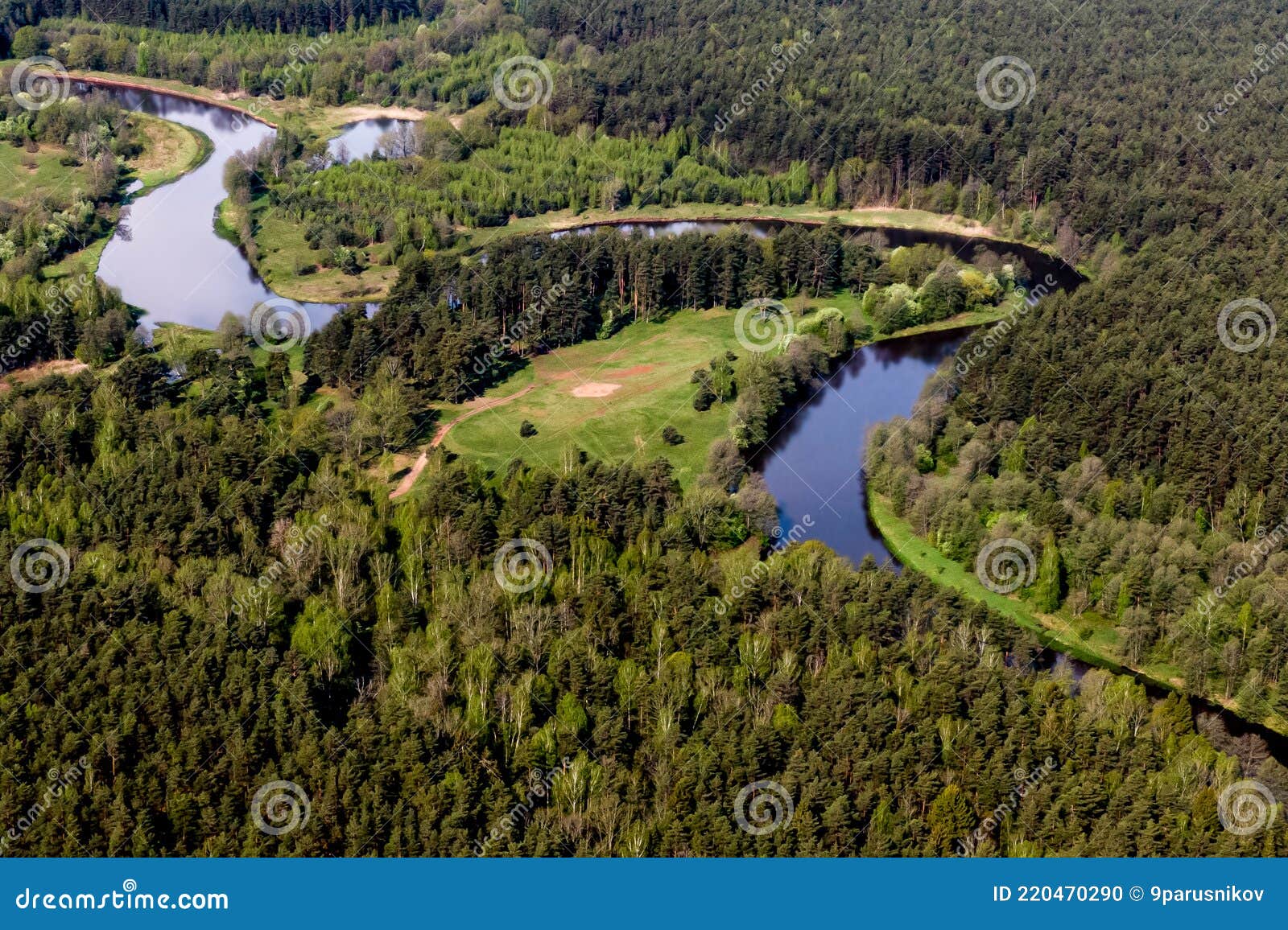 Aerial View of the Forest River.. Stock Photo - Image of scenery ...
