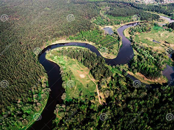 Aerial View of the Forest River.. Stock Photo - Image of river, jungle ...