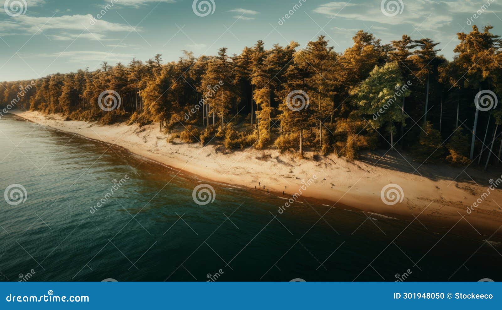 Aerial View of Forest Scene with Beach - Vray Tracing Inspired Stock ...