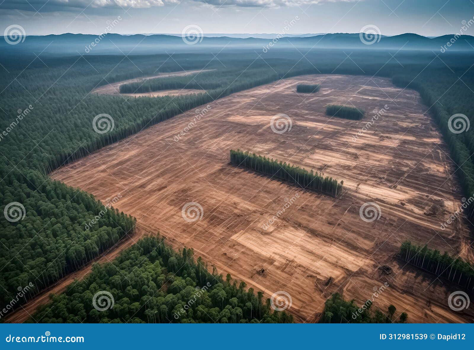 An Aerial View of a Forest with Trees Stock Illustration - Illustration ...