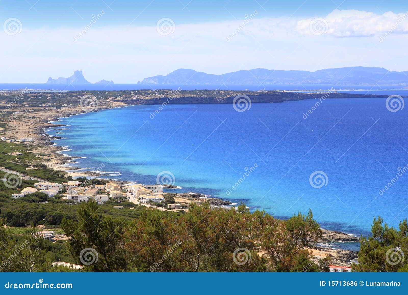 Aerial View Formentera Balearic Island Stock Photo - Image of coastline ...