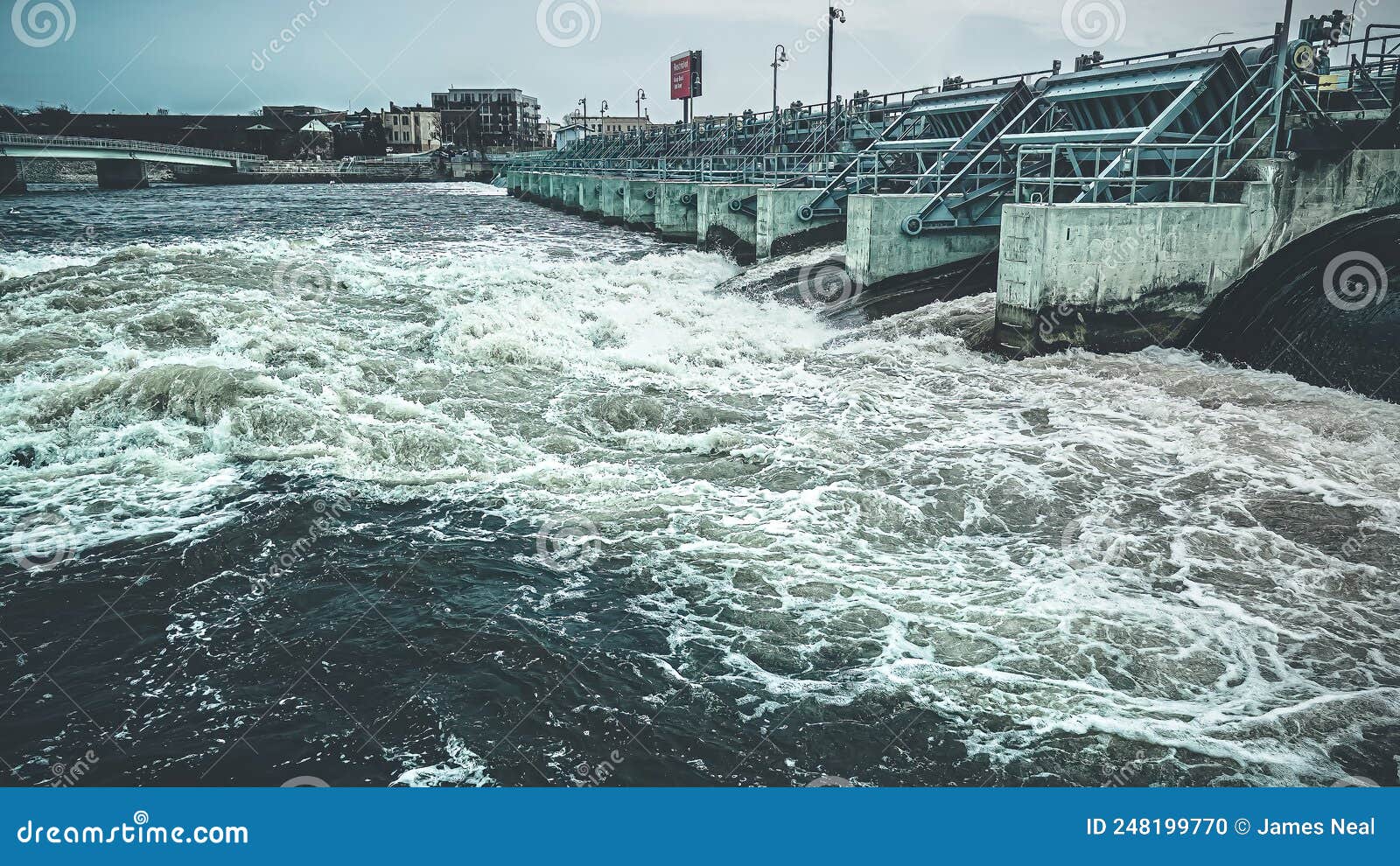 Aerial View of Fox River in Spring at Dam Stock Photo - Image of street ...