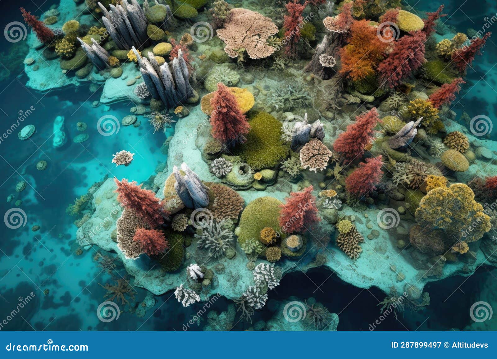 Aerial View of Fractal Patterns in a Sprawling Coral Reef Stock Image ...