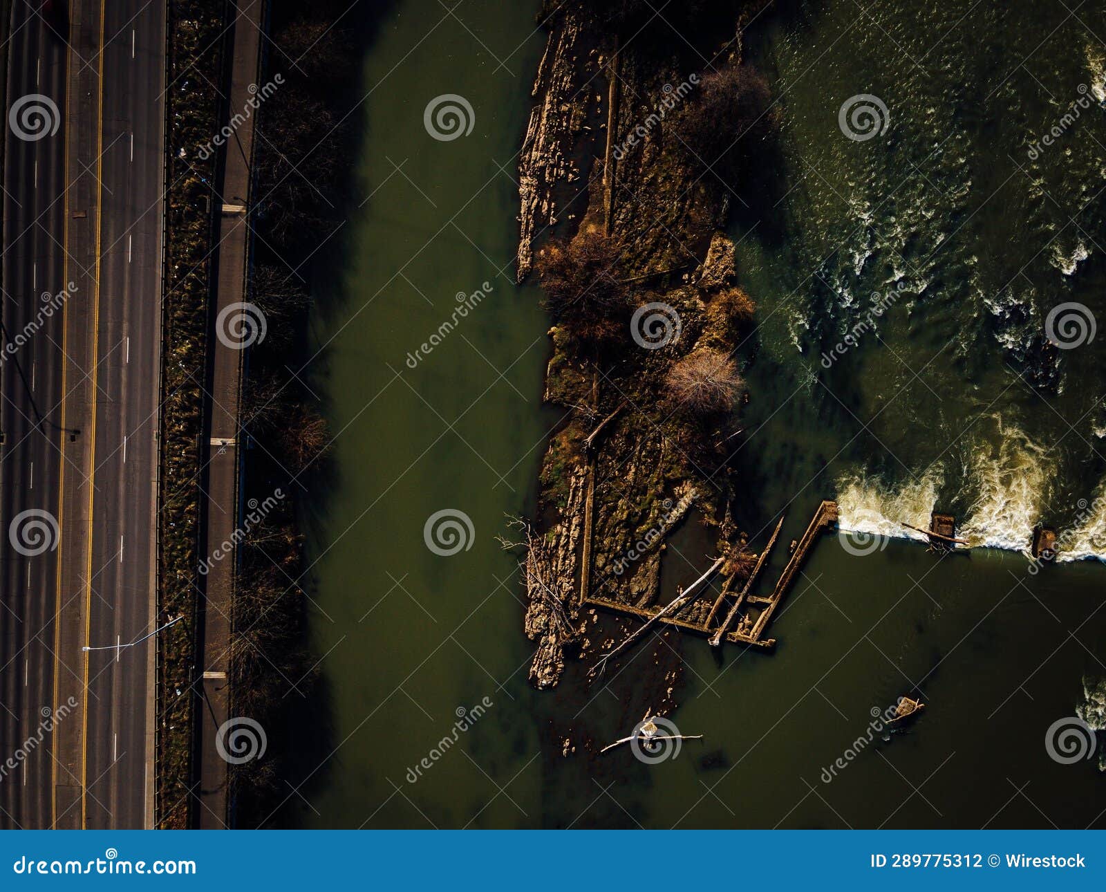 Aerial View of a Freeway Bridge Crossing Over a River in Eugene Stock ...