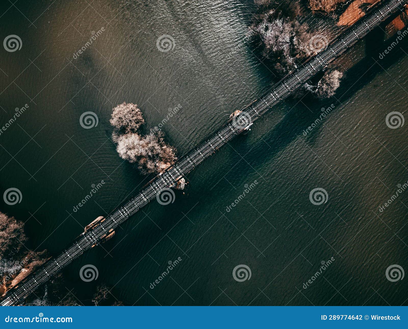 Aerial View of a Freeway Bridge Crossing Over a River in Texas Stock ...