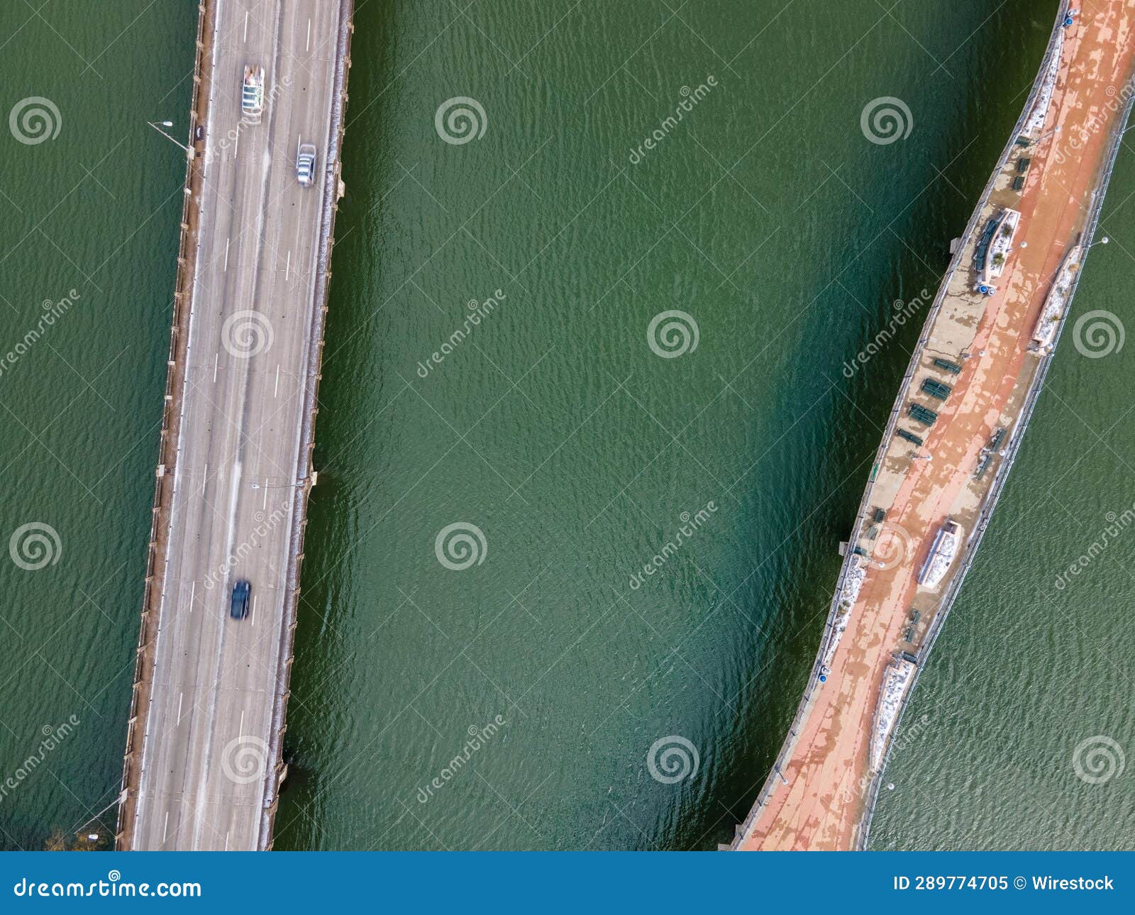 Aerial View of a Freeway Bridge Crossing Over a River in Texas Stock ...