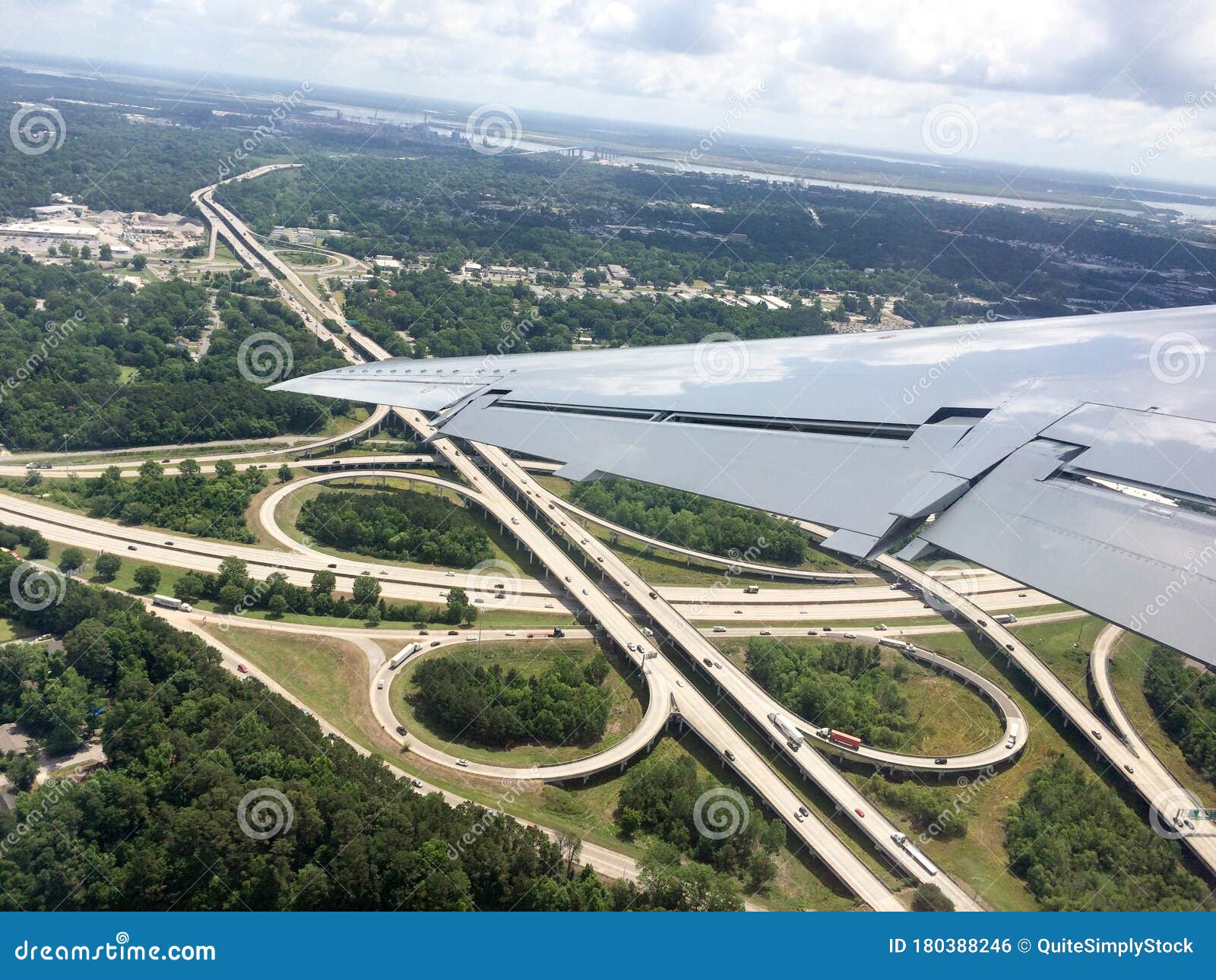 Aerial View of Freeway Cloverleaf Stock Photo - Image of looking ...