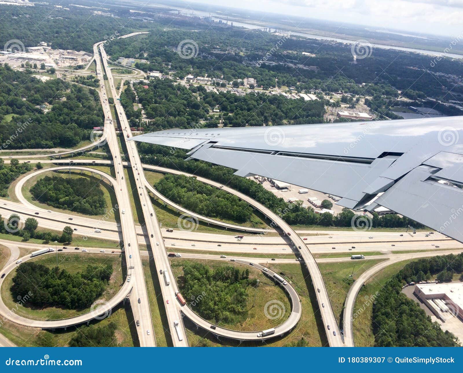 Aerial View of Freeway Cloverleaf Stock Image - Image of looking, view ...