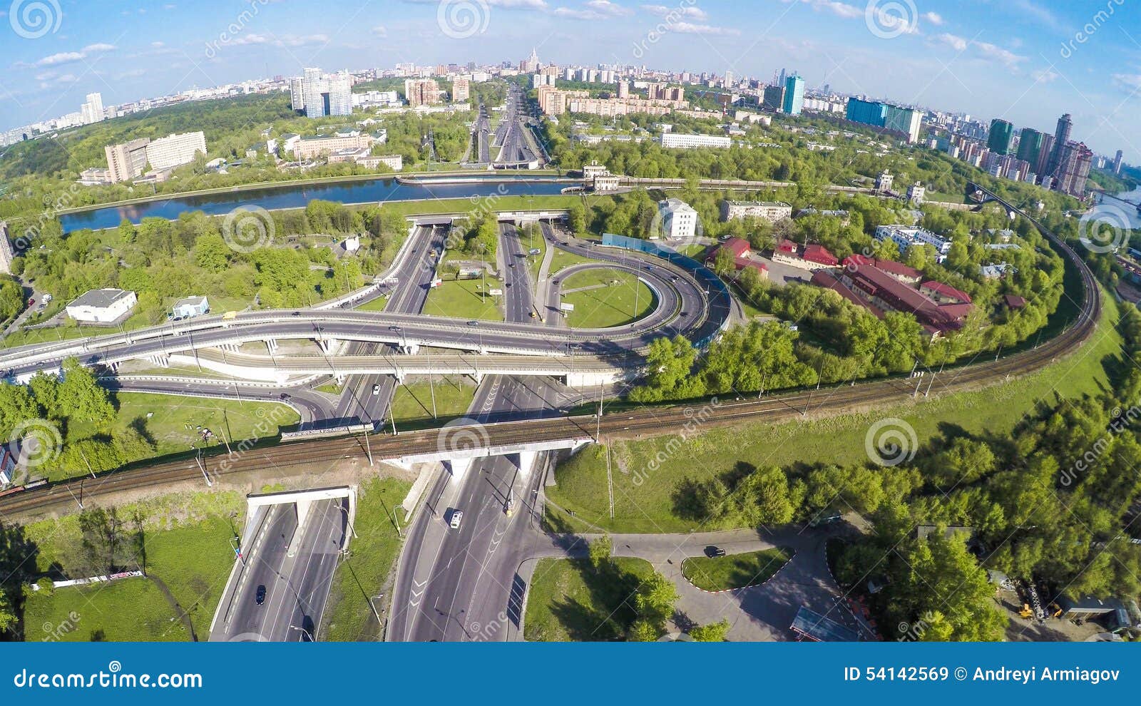 Aerial View of a Freeway Intersection Stock Image - Image of ...