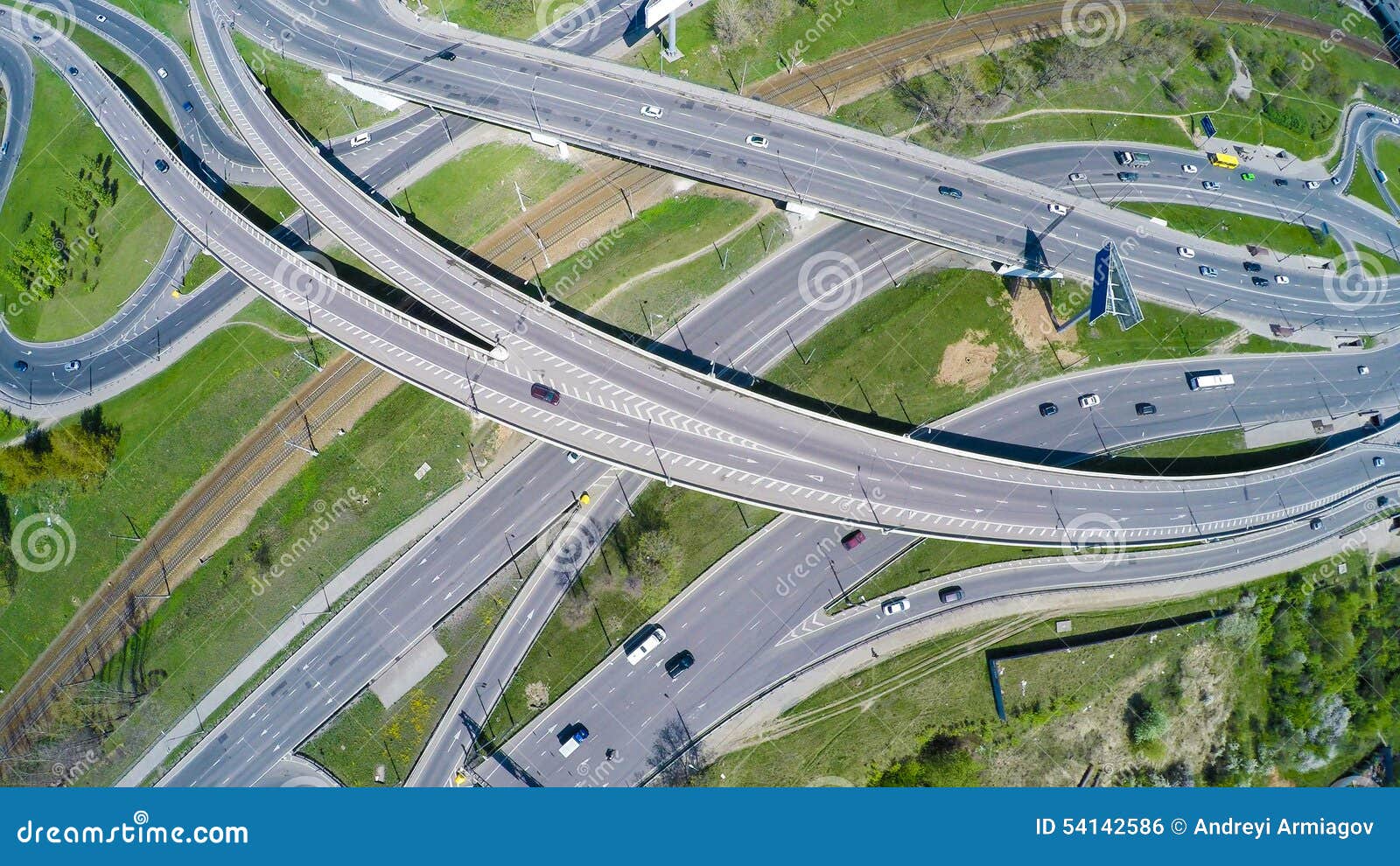 Aerial View of a Freeway Intersection Stock Photo - Image of damage ...
