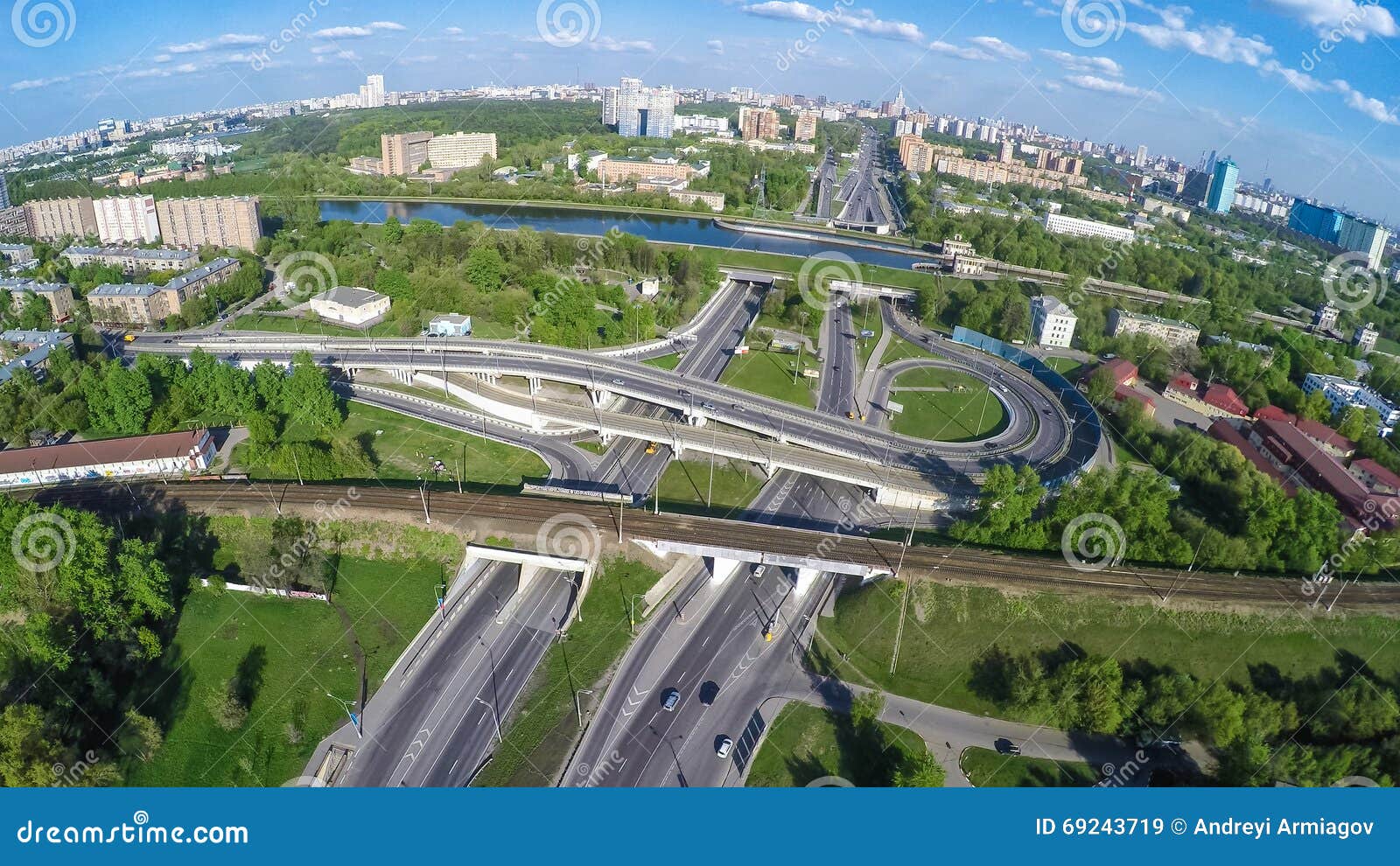 Aerial View of a Freeway Intersection Stock Image - Image of high ...