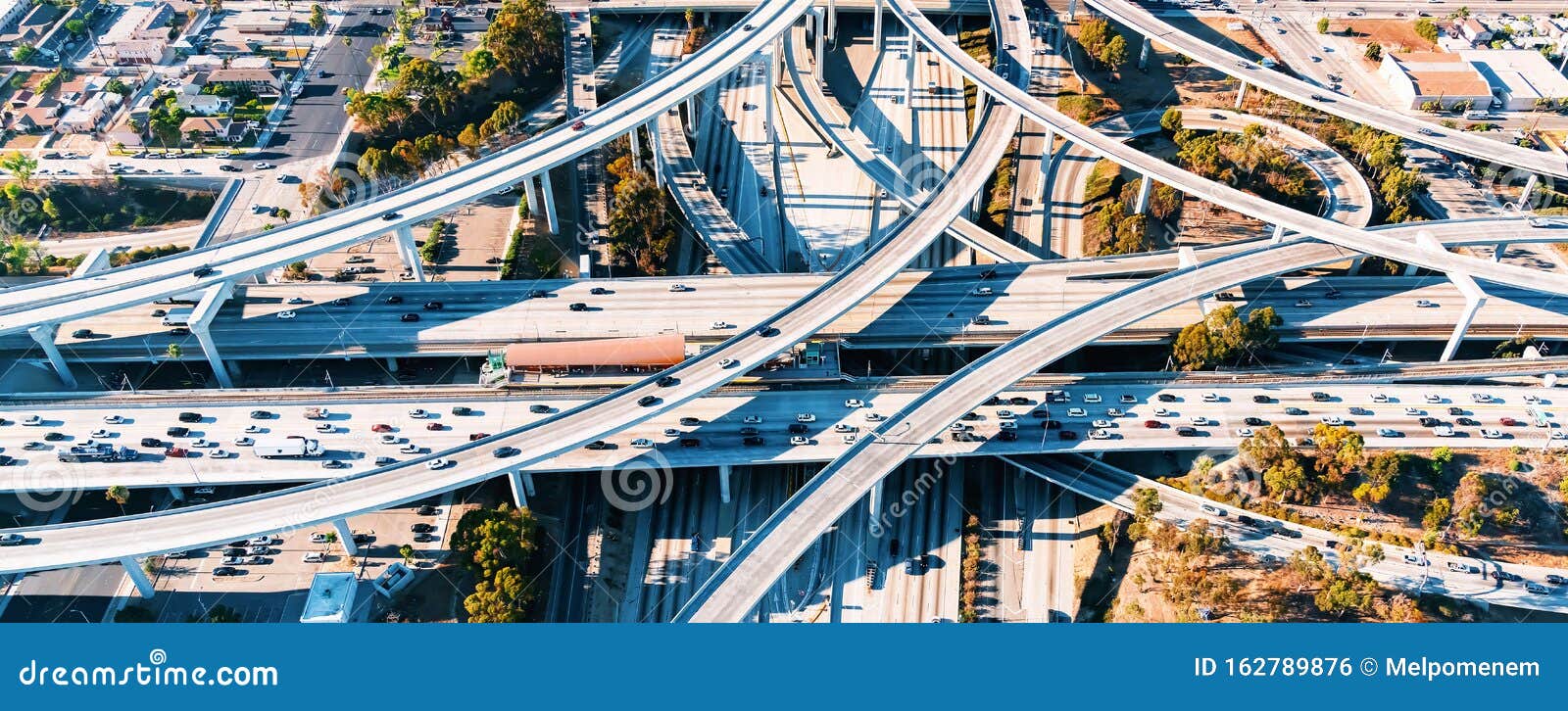 Aerial View of a Freeway Intersection in Los Angeles Stock Photo ...