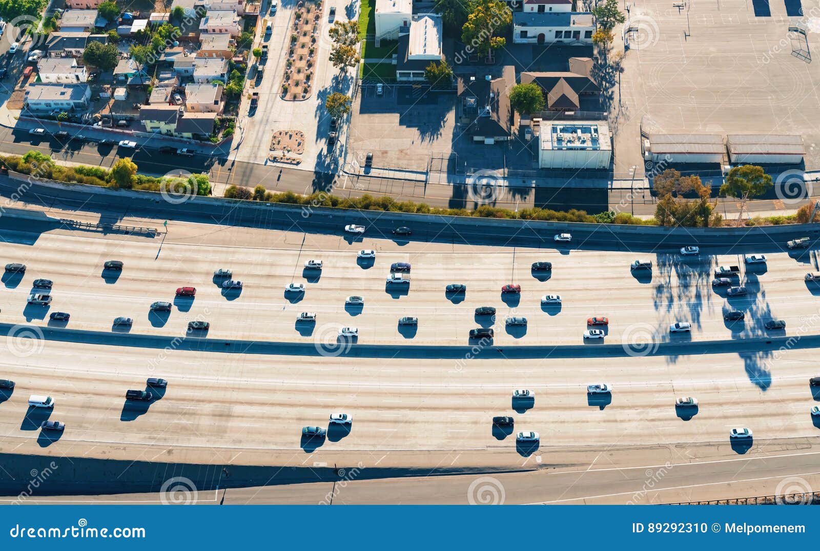 Aerial View of a Freeway Intersection in Los Angeles Stock Photo ...