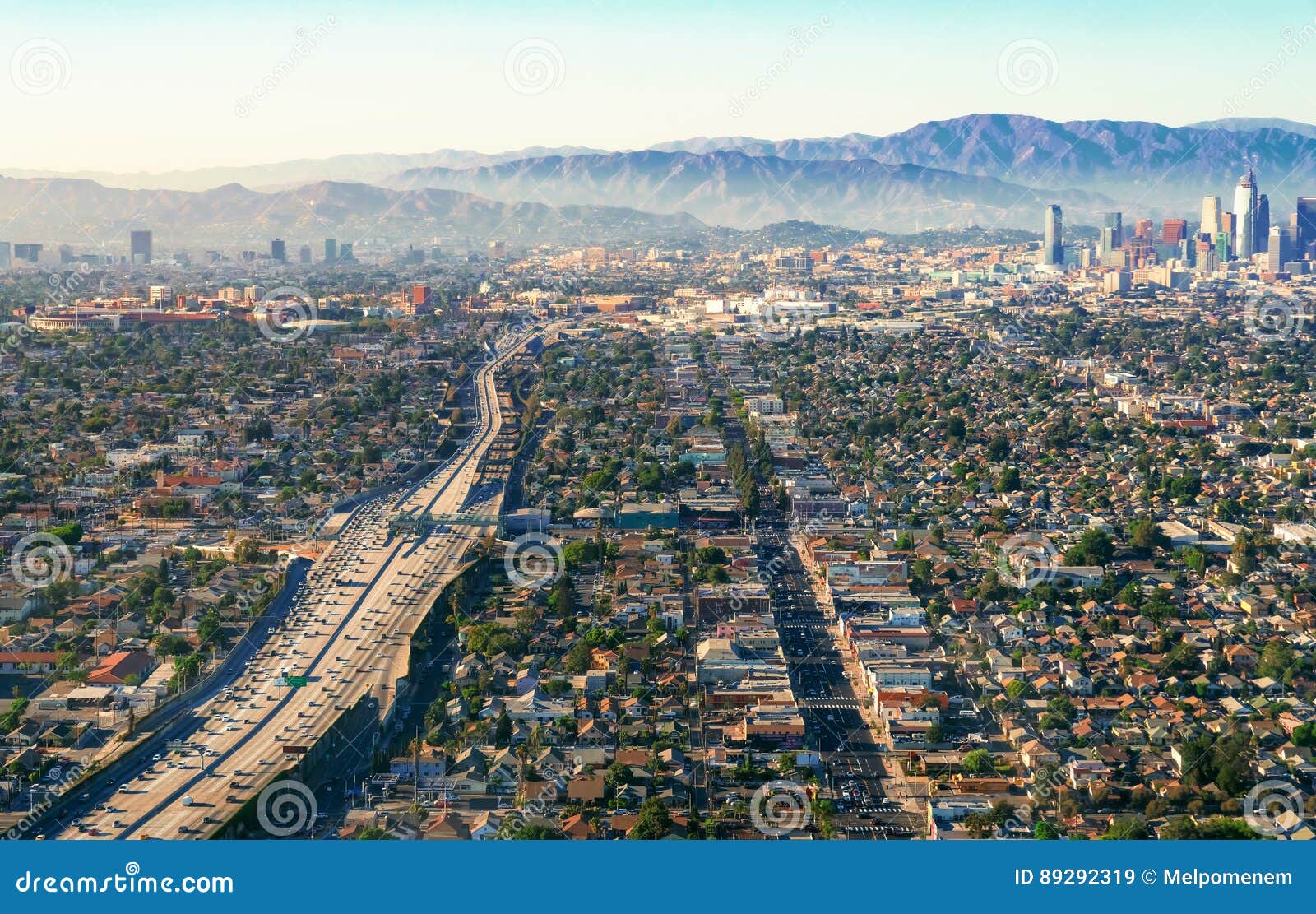 Aerial View of a Freeway Intersection in Los Angeles Stock Image ...