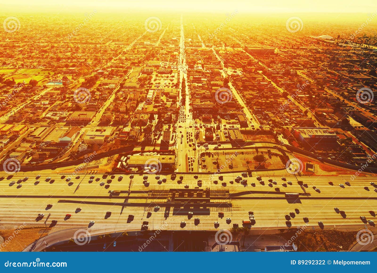 Aerial View of a Freeway Intersection in Los Angeles Editorial ...