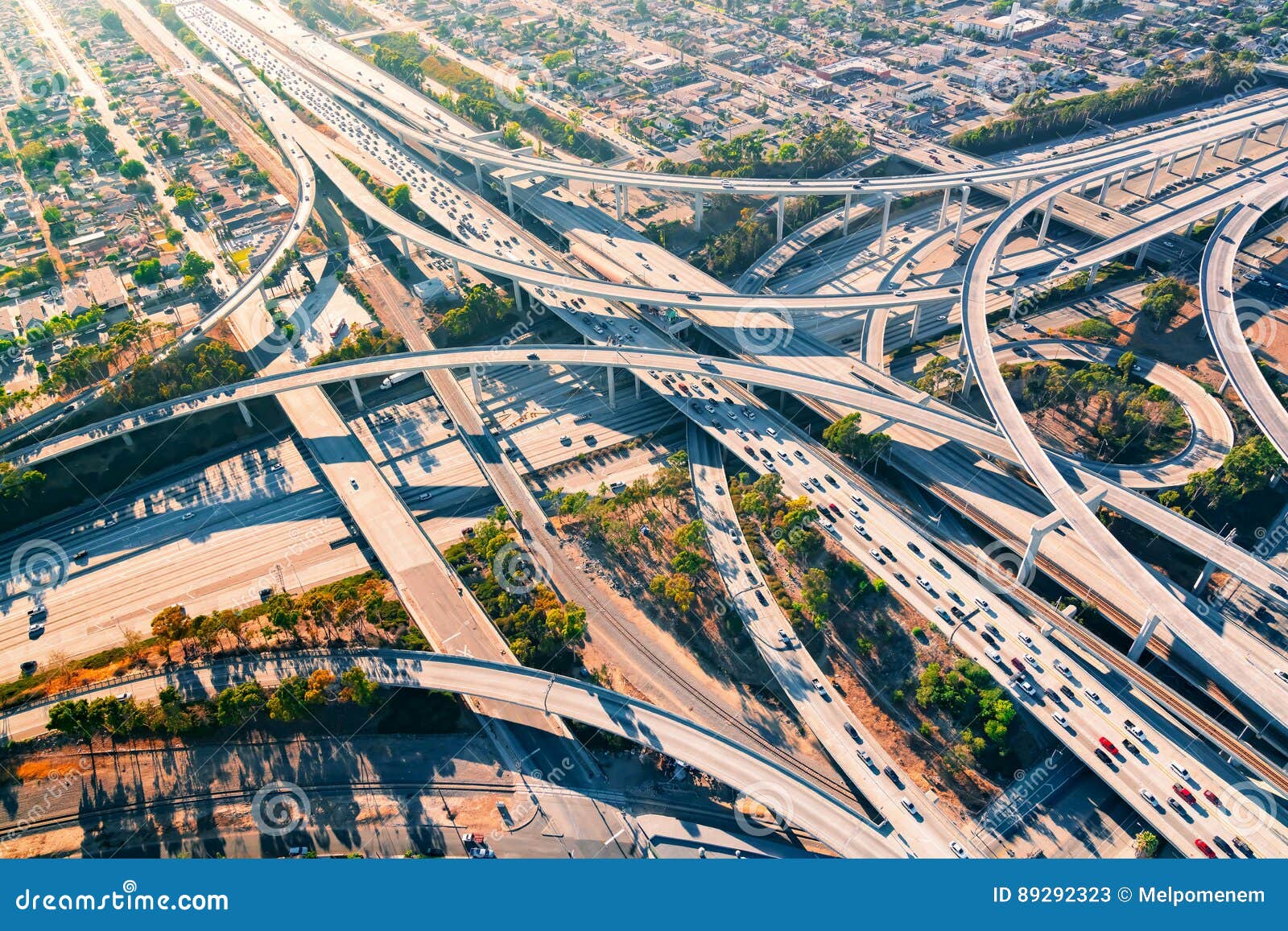 Aerial View of a Freeway Intersection in Los Angeles Stock Image ...