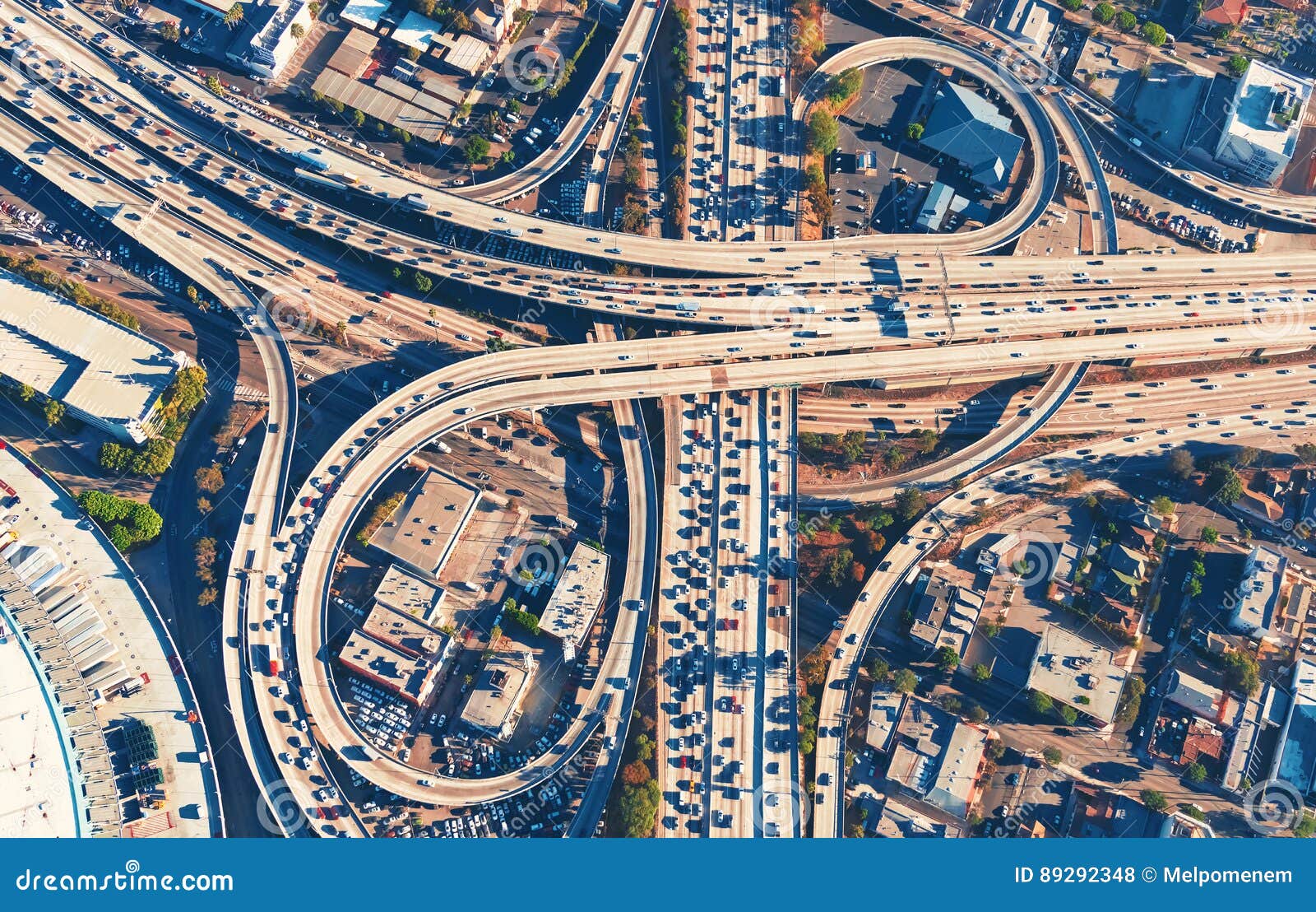 Aerial View of a Freeway Intersection in Los Angeles Stock Photo ...