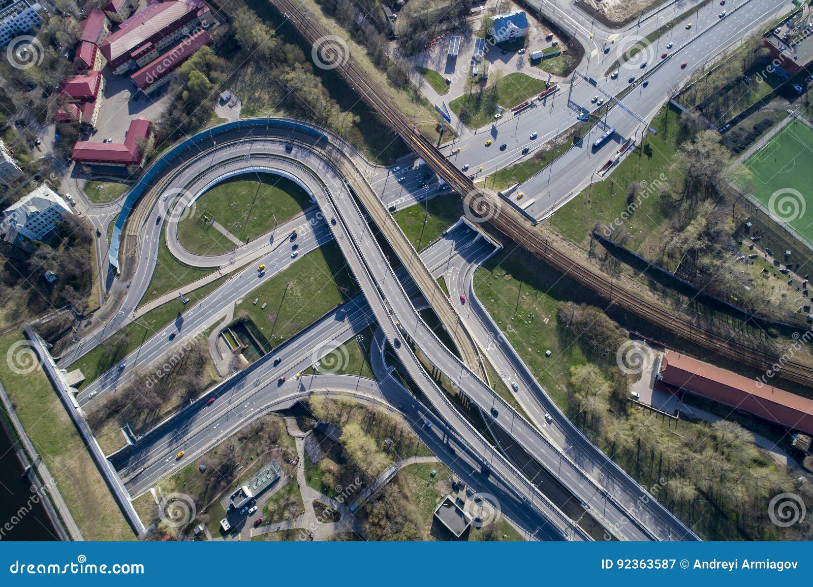 Aerial View of a Freeway Intersection Stock Image - Image of city ...