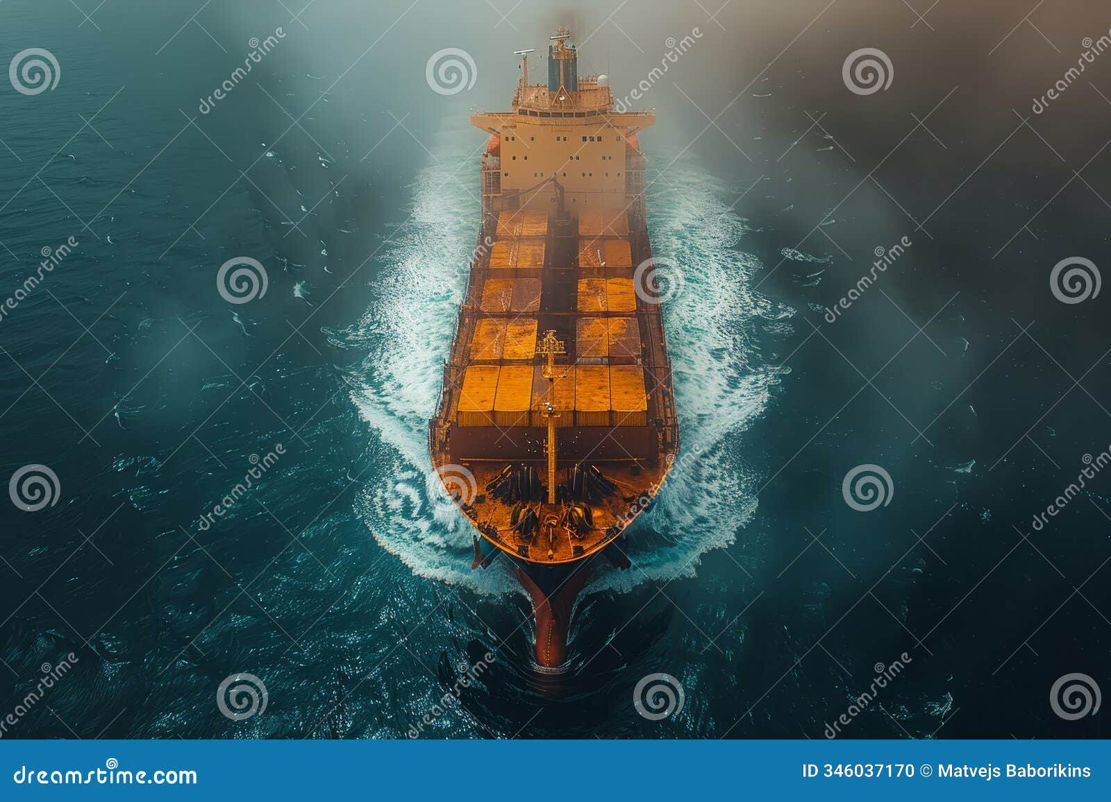 Aerial View of Freight Shipping System Featuring Cargo Ship and ...